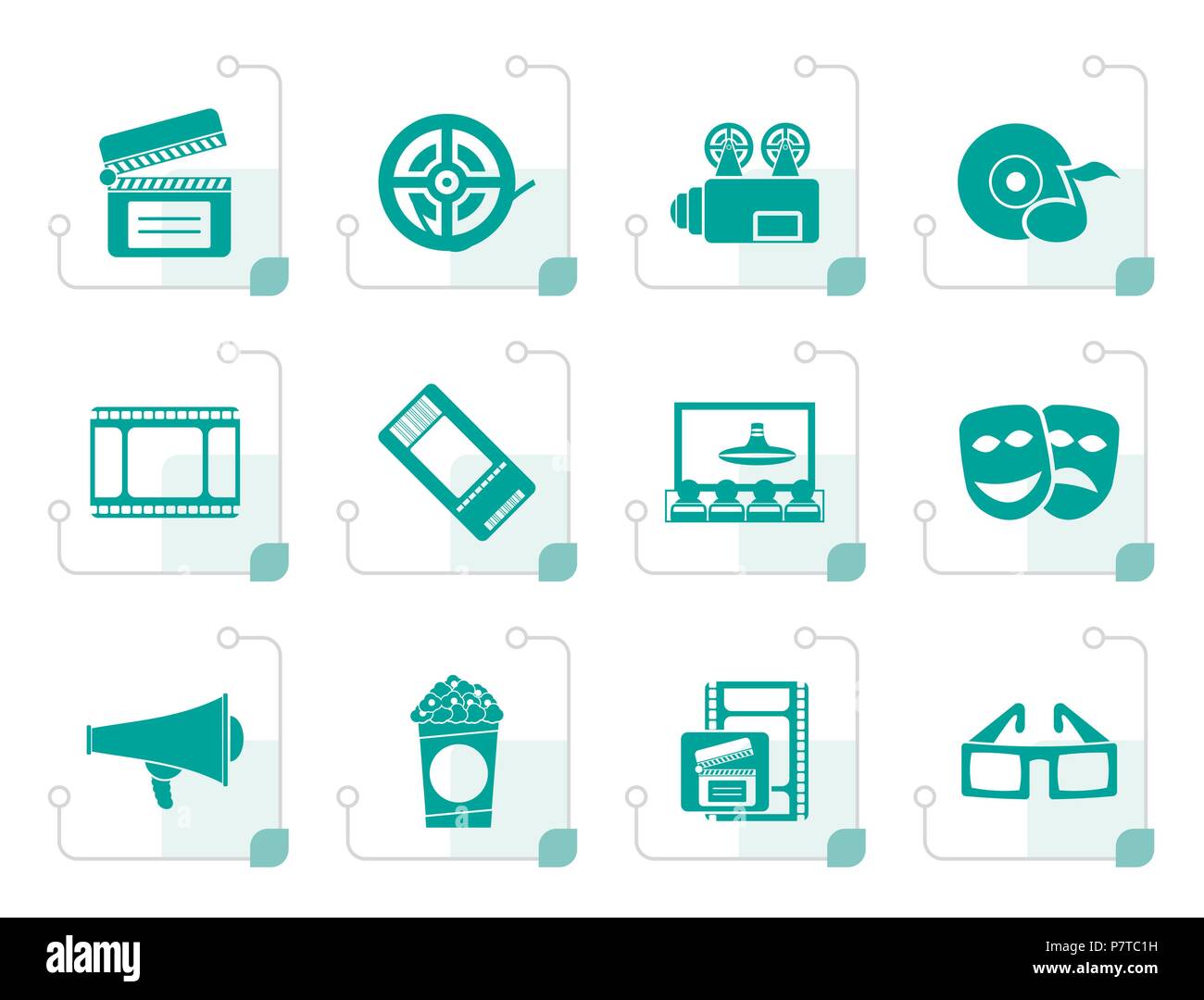 Stylized Movie theater and cinema icons - vector icon set Stock Vector ...