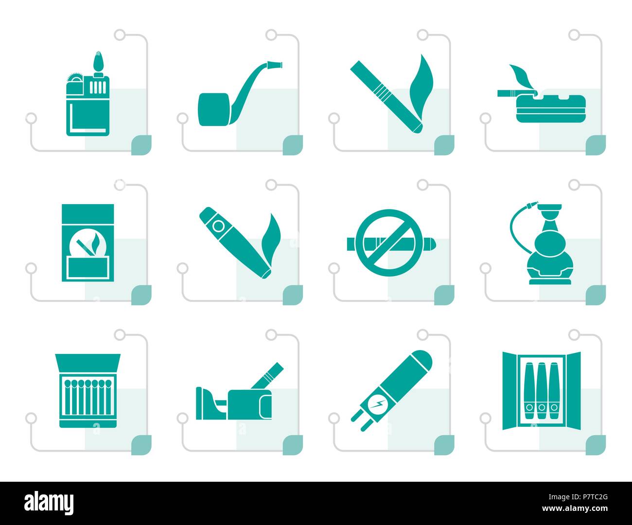 Stylized Smoking and cigarette icons - vector icon set Stock Vector ...