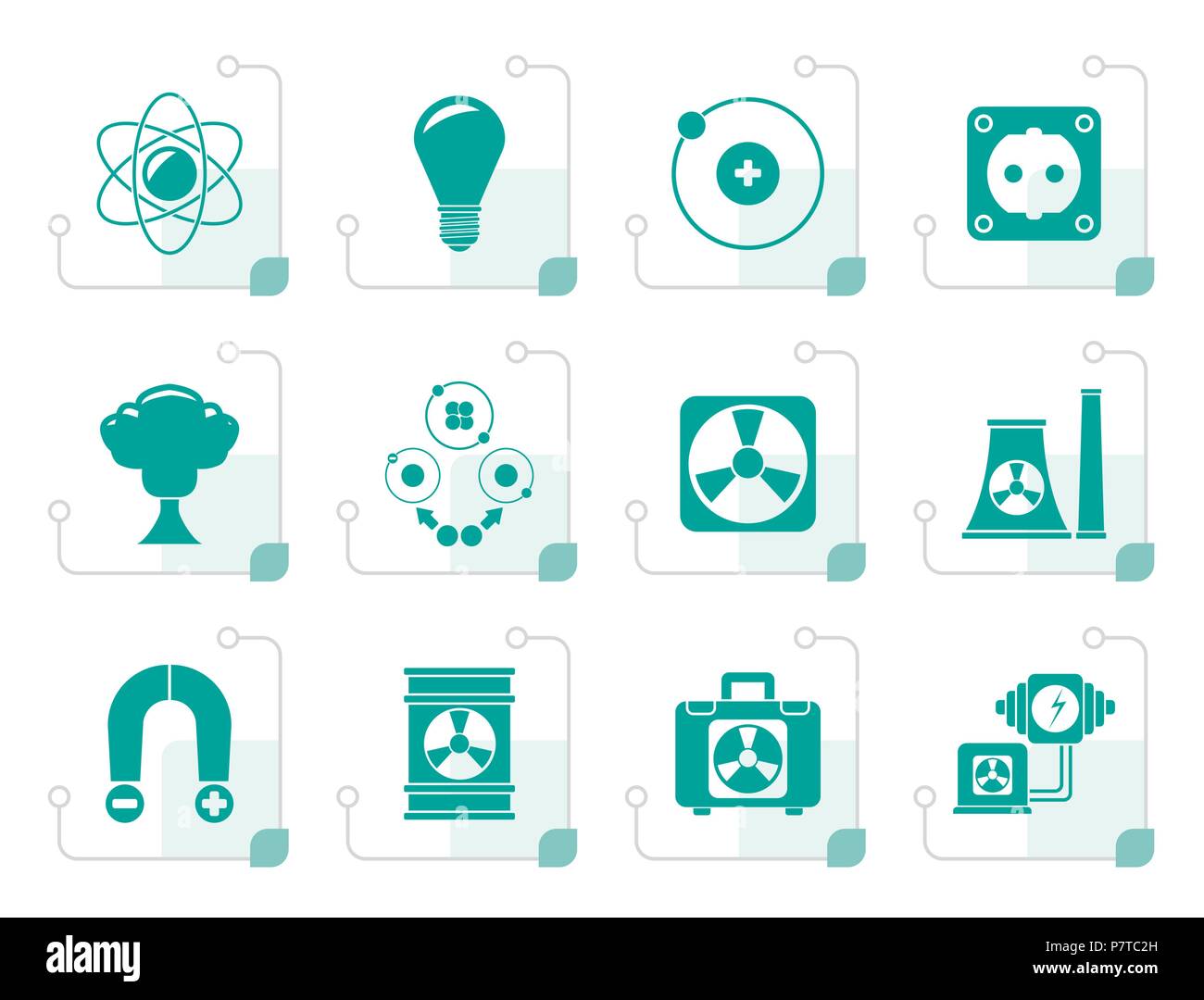 Stylized Atomic and Nuclear Energy Icons - vector icon set Stock Vector ...
