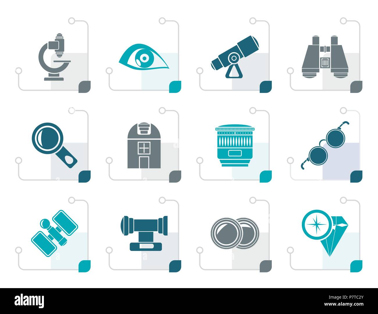 Stylized Optic and lens equipment icons - vector icon set Stock Vector ...