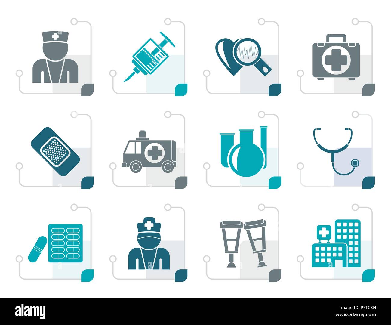 Stylized Medicine and healthcare icons - vector icon set Stock Vector ...