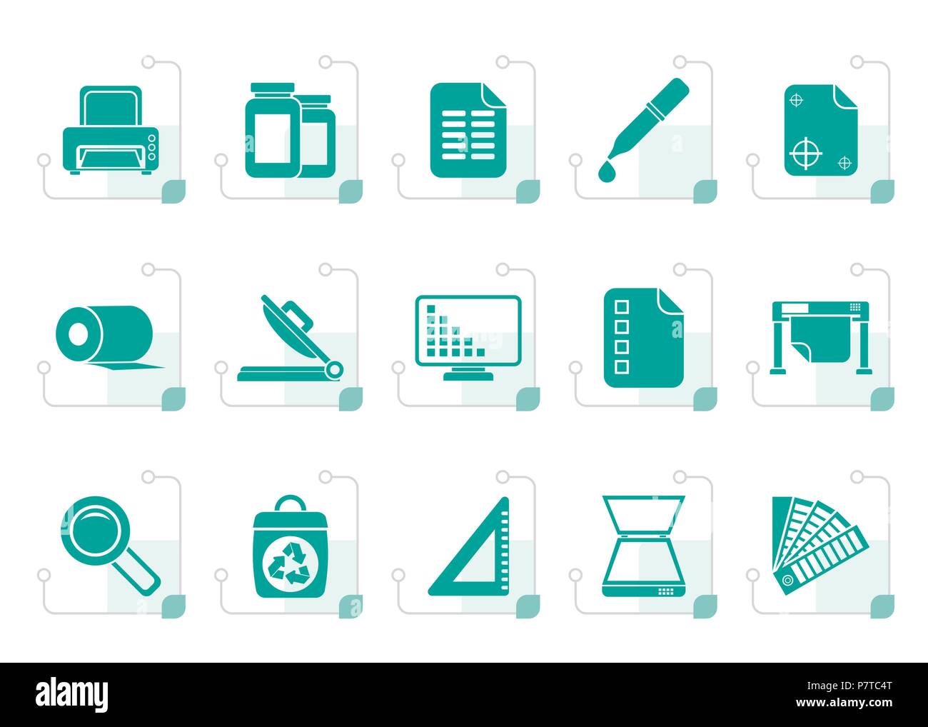 Stylized Commercial print icons - vector icon set Stock Vector Image ...