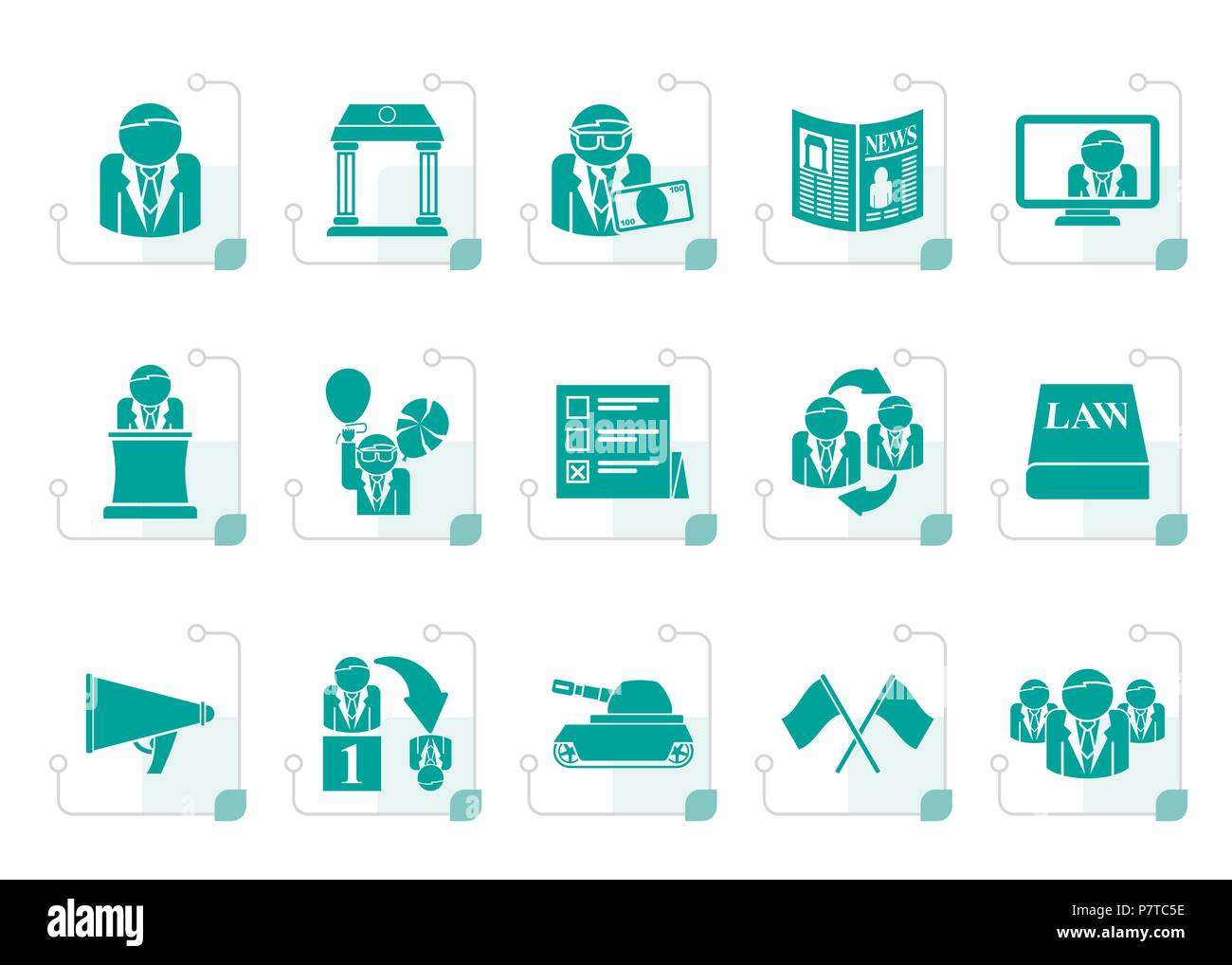 Stylized Politics, election and political party icons - vector icon set ...