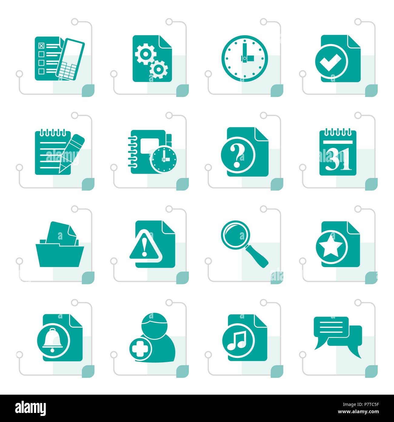 Stylized Organizer, communication and connection icons - vector icon ...