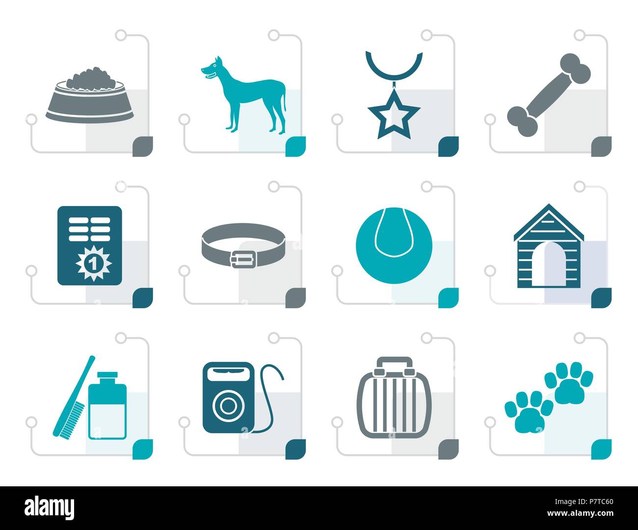 Stylized dog accessory and symbols icons - vector icon set Stock Vector ...