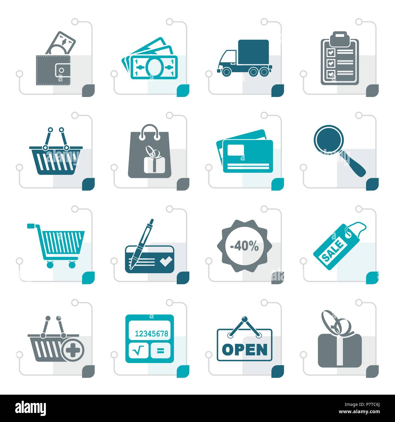 Stylized Shopping and website icons - vector icon set Stock Vector ...