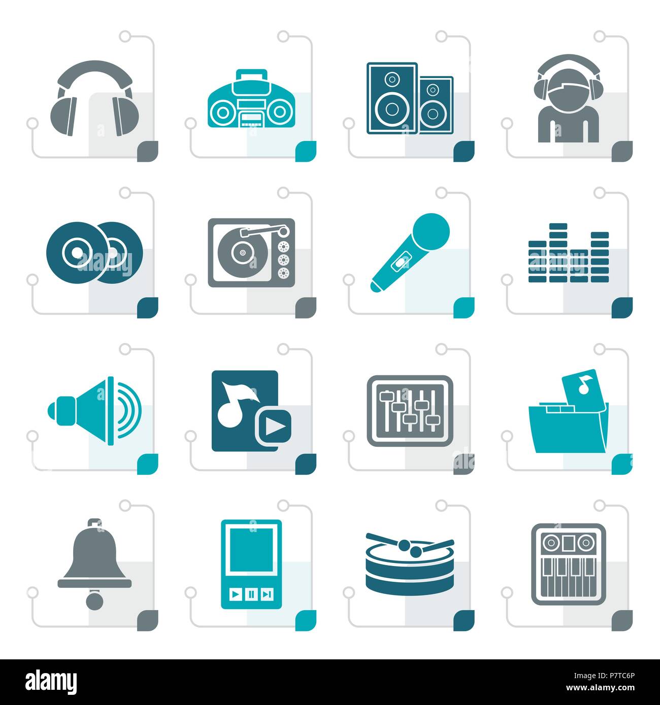 Stylized Music and sound Icons - Vector Icon Set Stock Vector Image ...