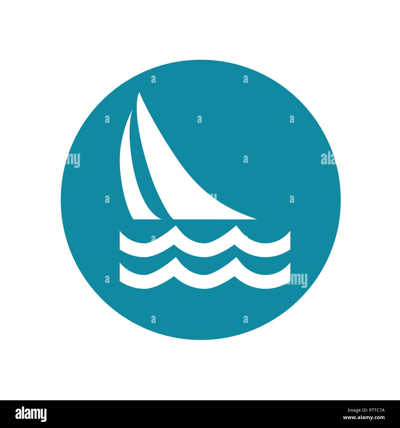 Sailboat, sailing. Easily editable, colorable flat vector icon ...