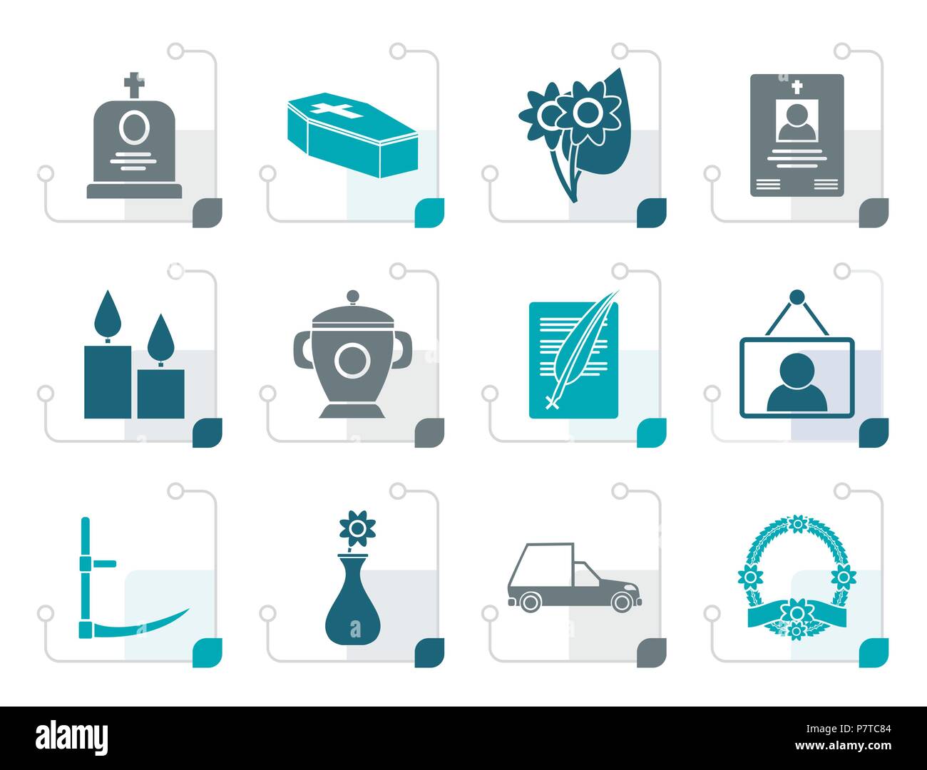 Stylized funeral and burial icons - vector icon set Stock Vector Image ...