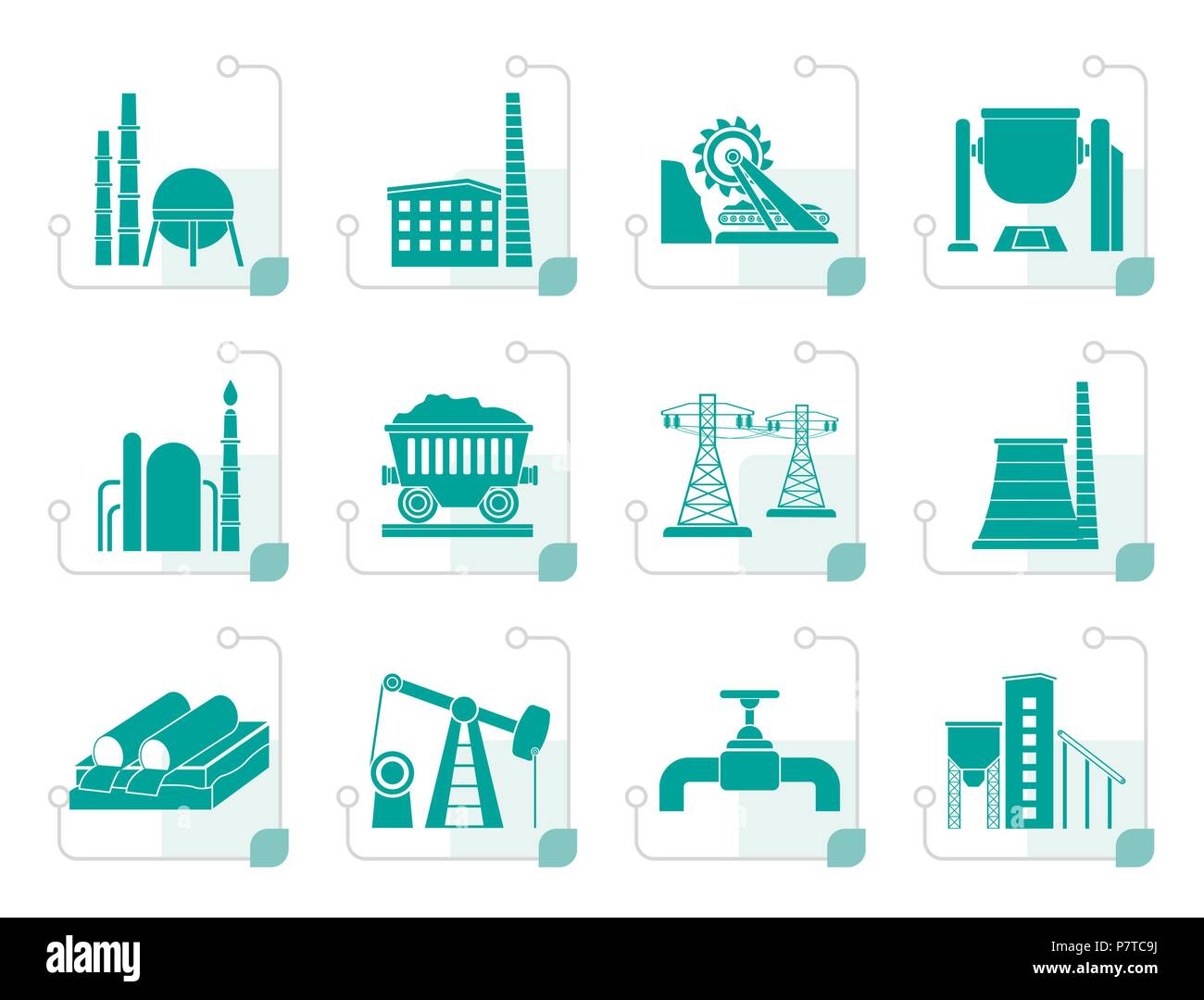 Stylized Heavy industry icons - vector icon set Stock Vector Image ...