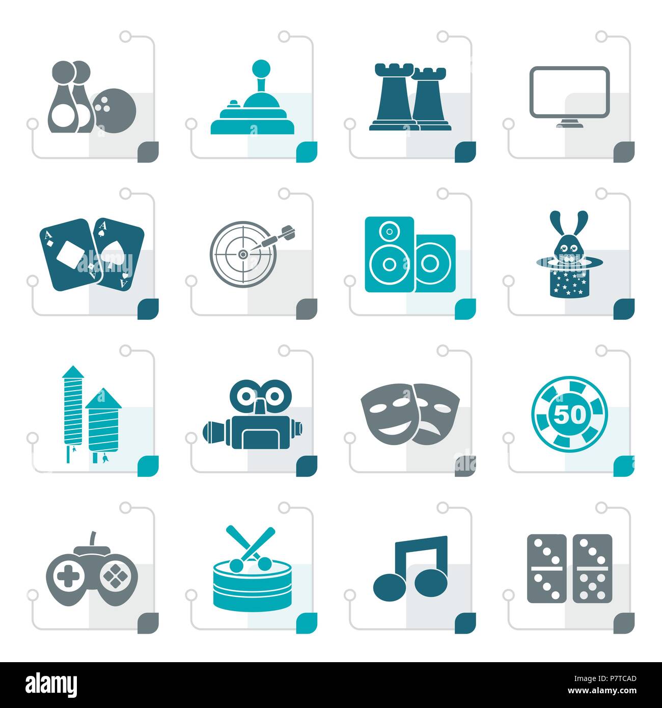 Stylized entertainment objects icons - vector icon set Stock Vector ...