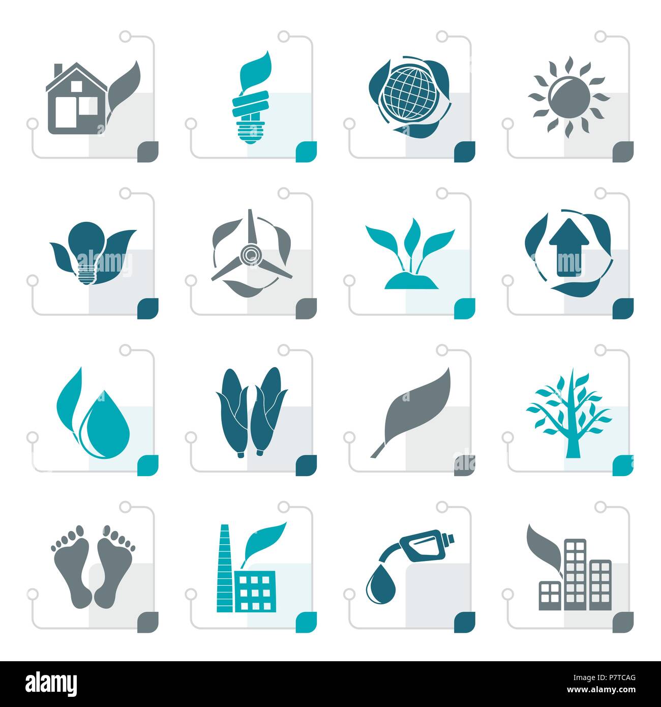 Stylized environment and nature icons - vector icon set Stock Vector ...