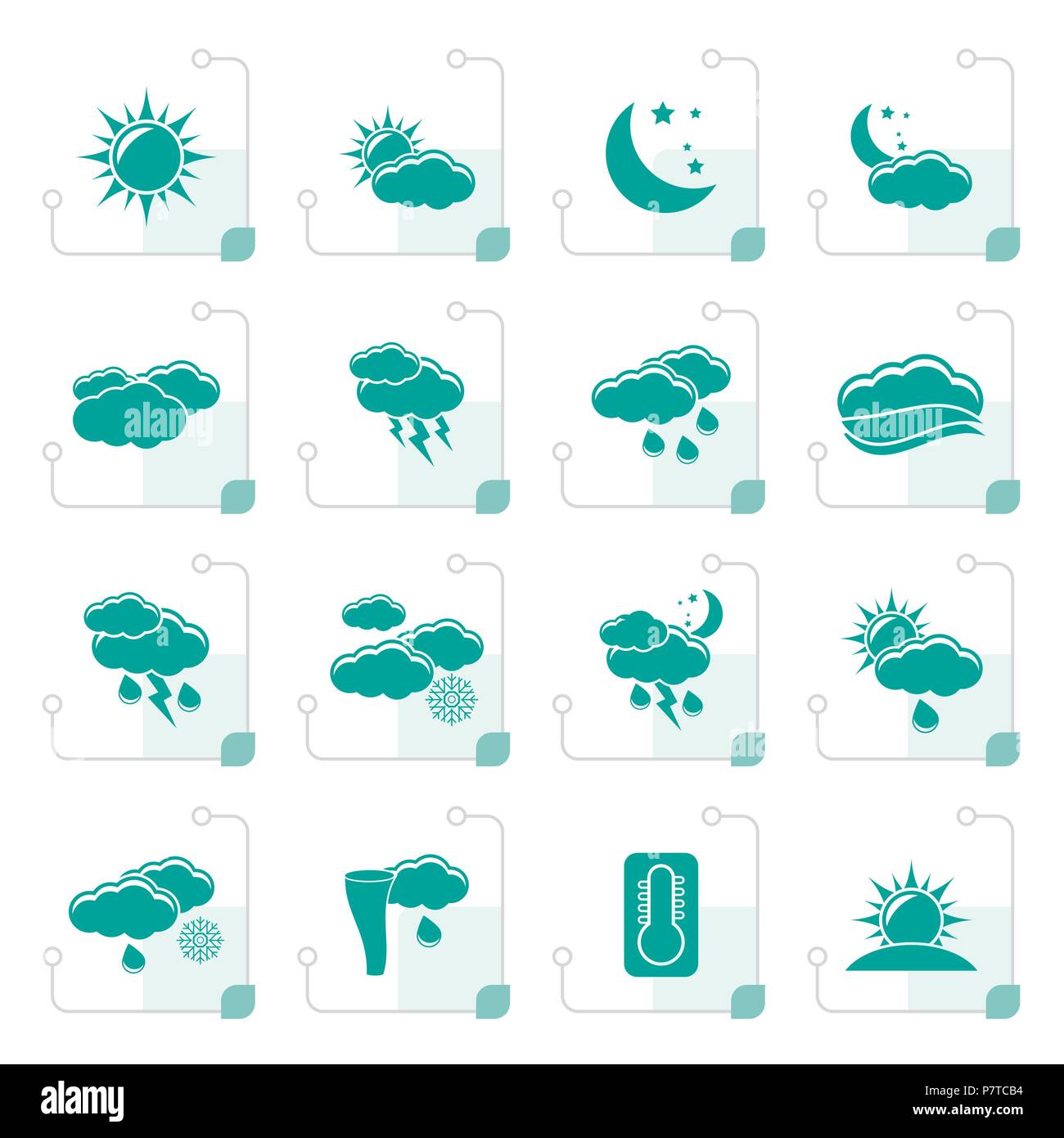 Stylized Weather and meteorology icons - vector icon set Stock Vector ...