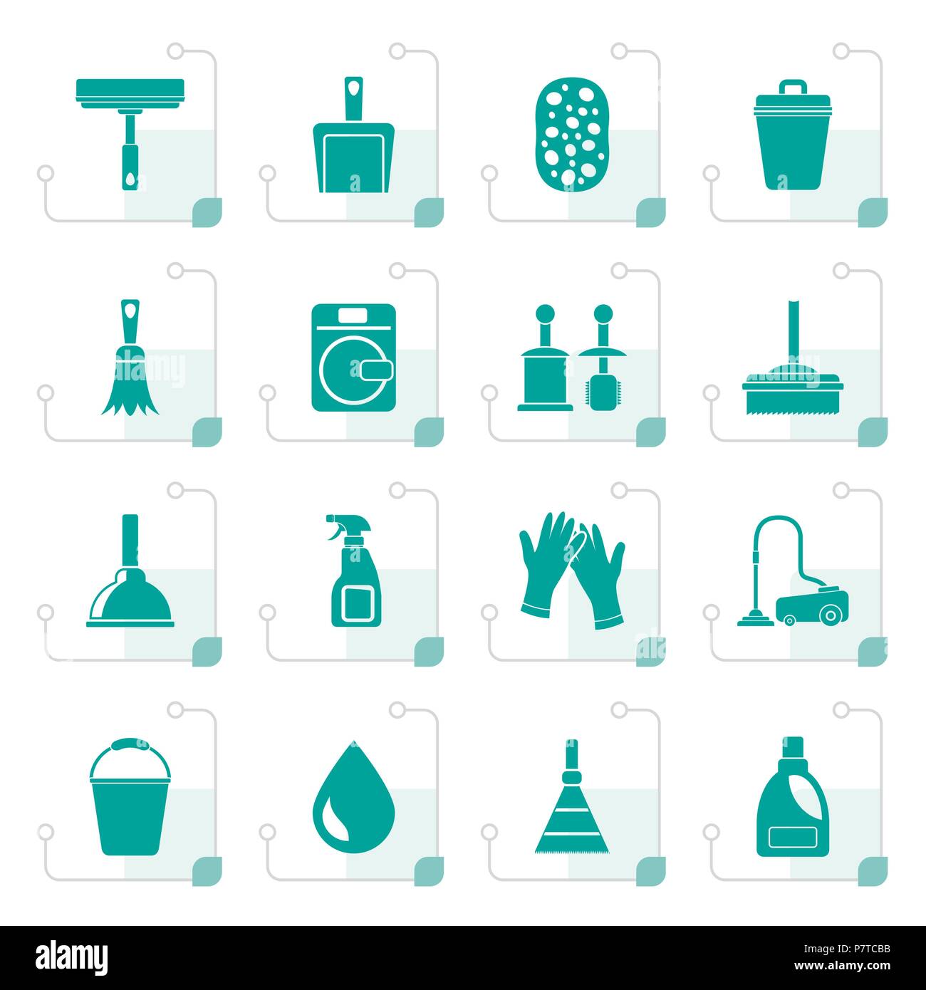 Stylized Cleaning and hygiene icons - vector icon set Stock Vector ...