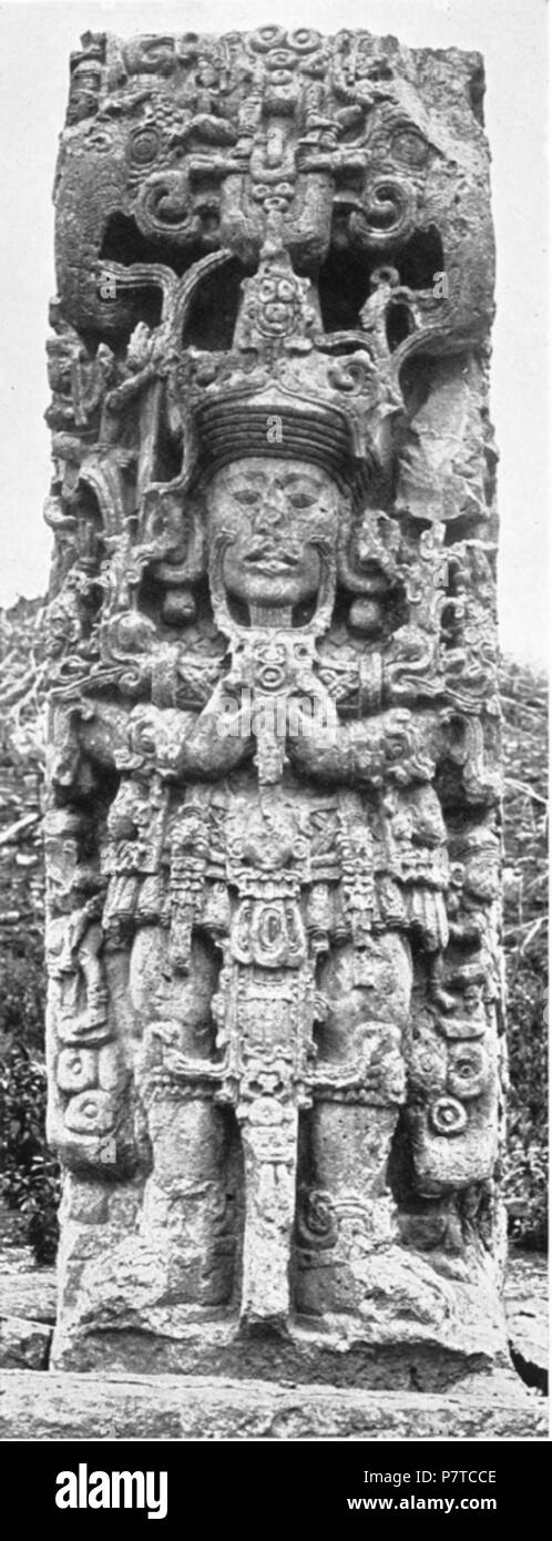 English: Front view of Stela B from Copan. 1924 97 Copan Stela B Stock ...