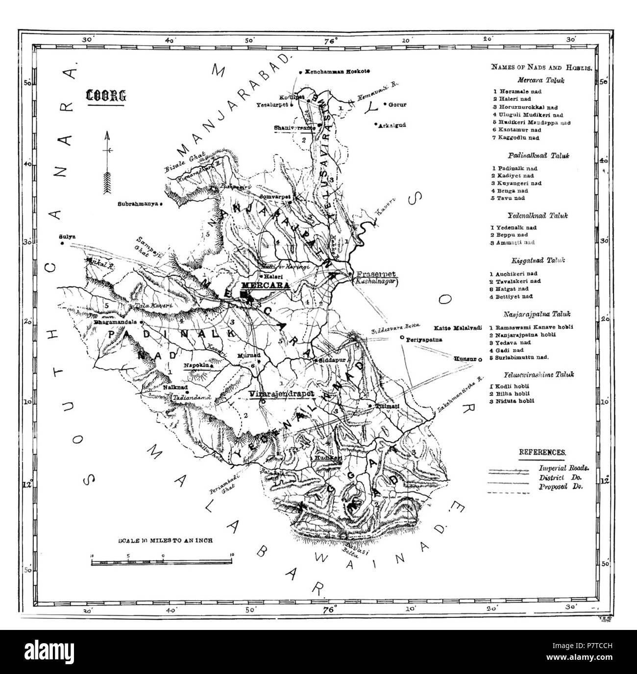 Map of Coorg in 1876 . 1876 97 CoorgMap Stock Photo - Alamy