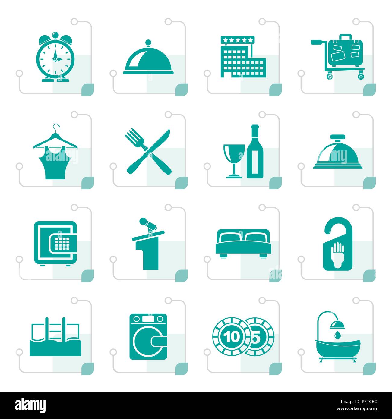 Stylized Hotel and motel icons - Vector icon Set Stock Vector Image ...