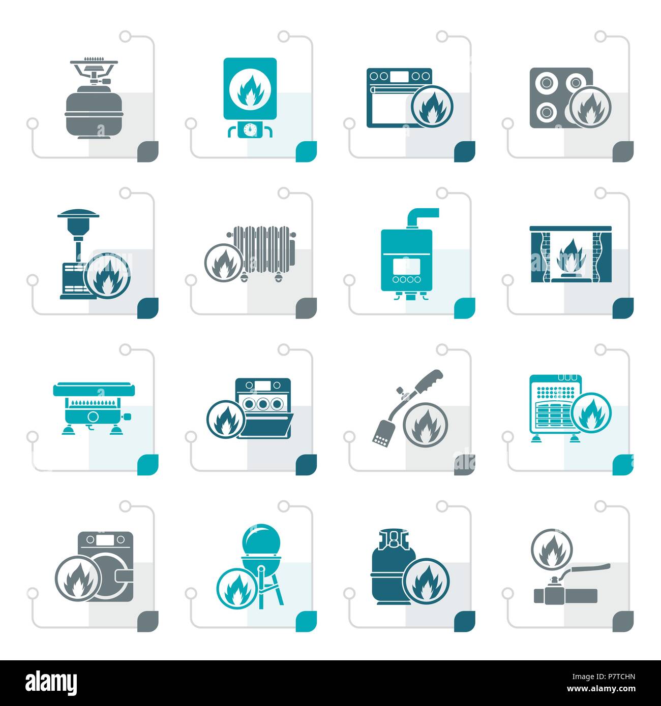 Stylized Household Gas Appliances icons - vector icon set Stock Vector ...