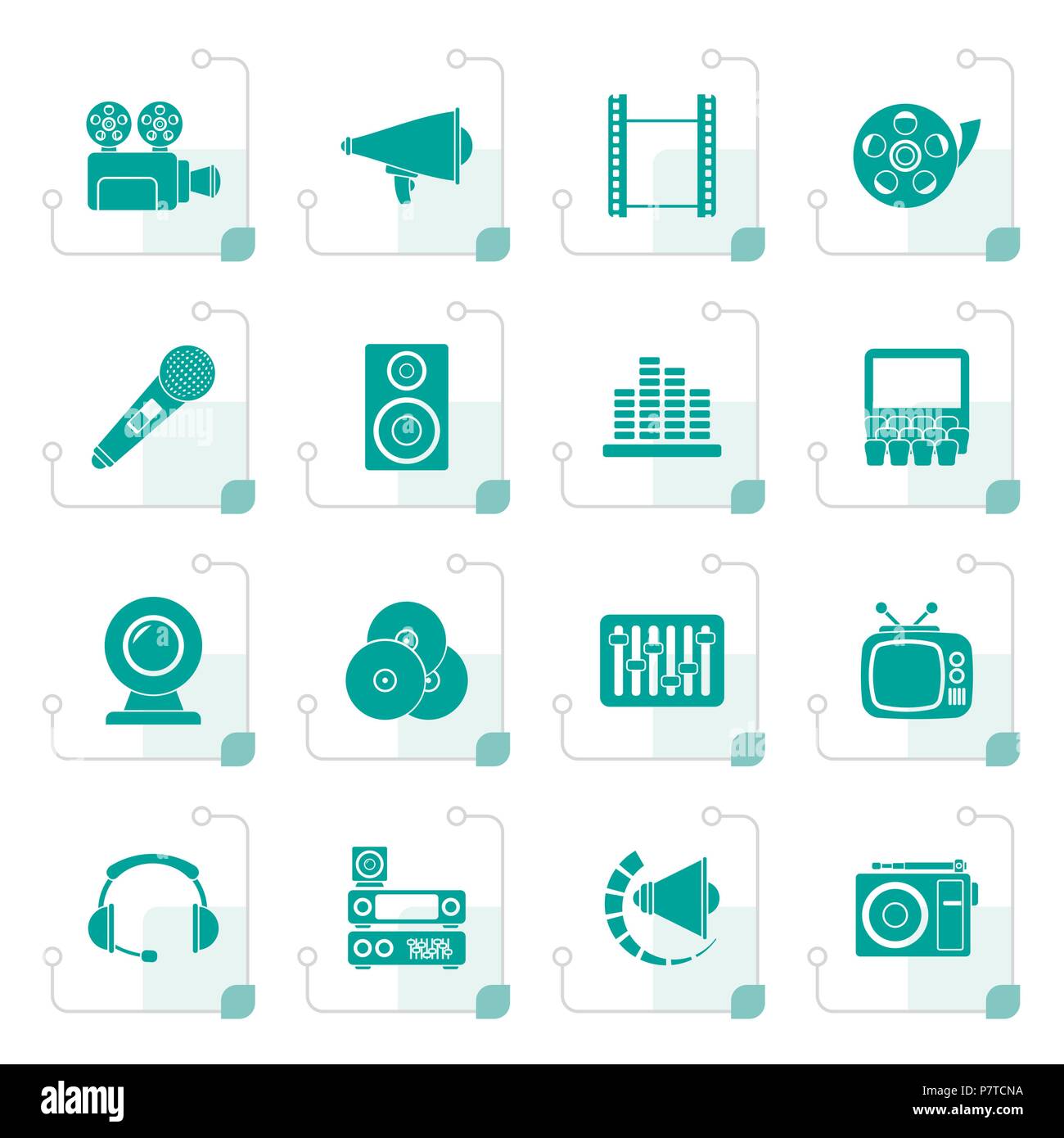 Stylized Audio and video icons - vector icon set Stock Vector Image ...