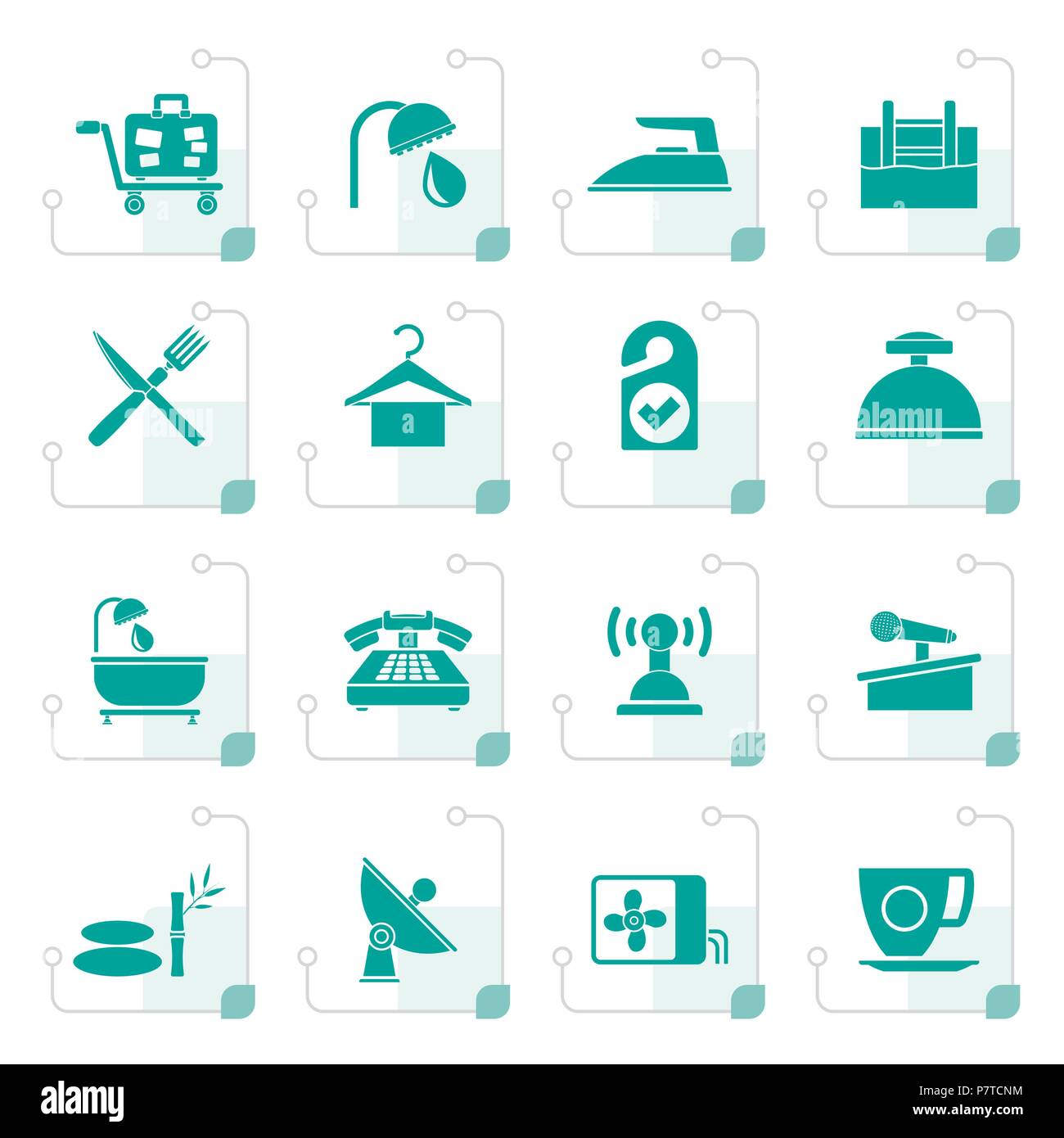 Stylized Hotel and motel icons - Vector icon Set Stock Vector Image ...