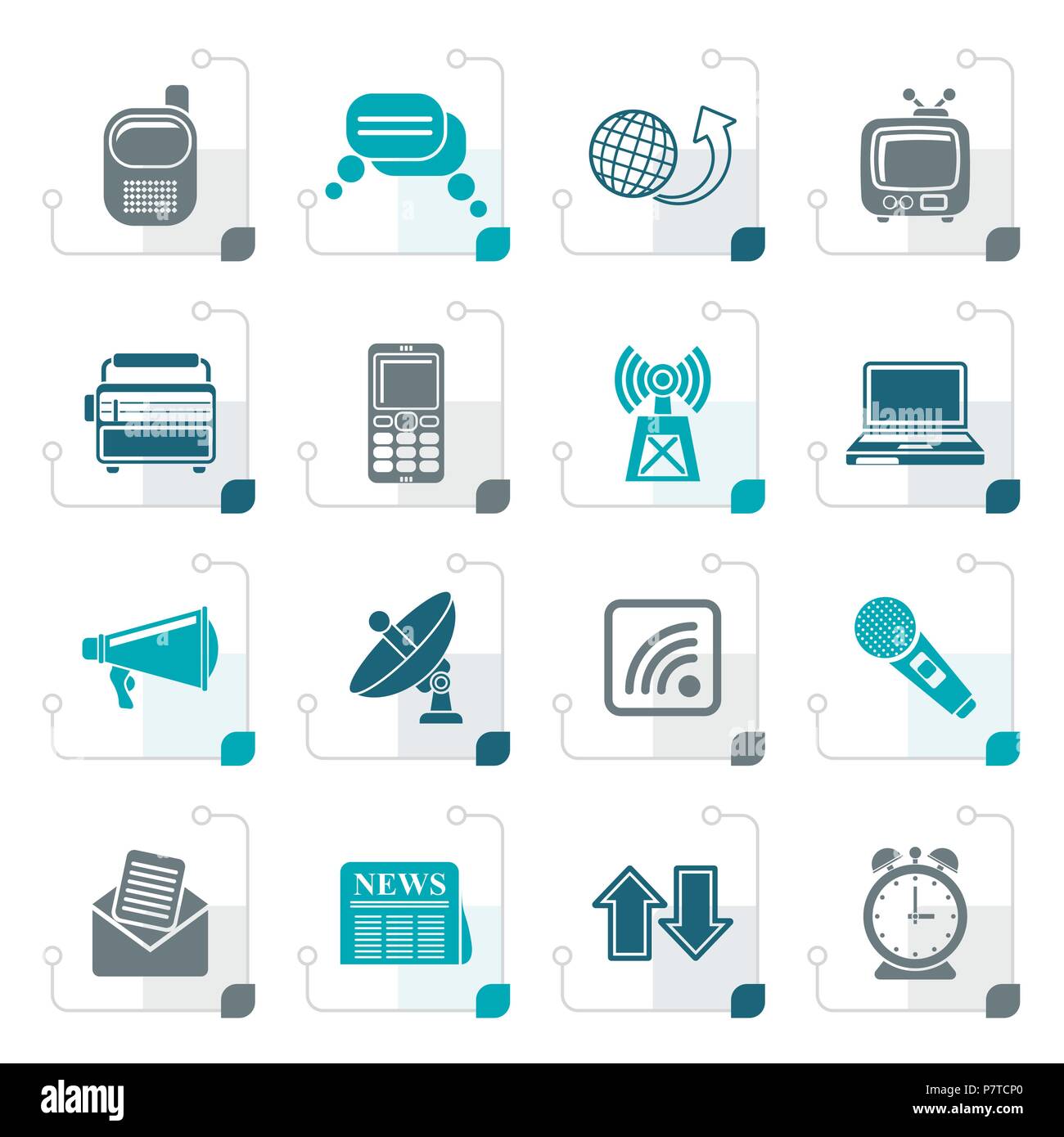 Stylized Communication and connection icons - vector icon set Stock ...