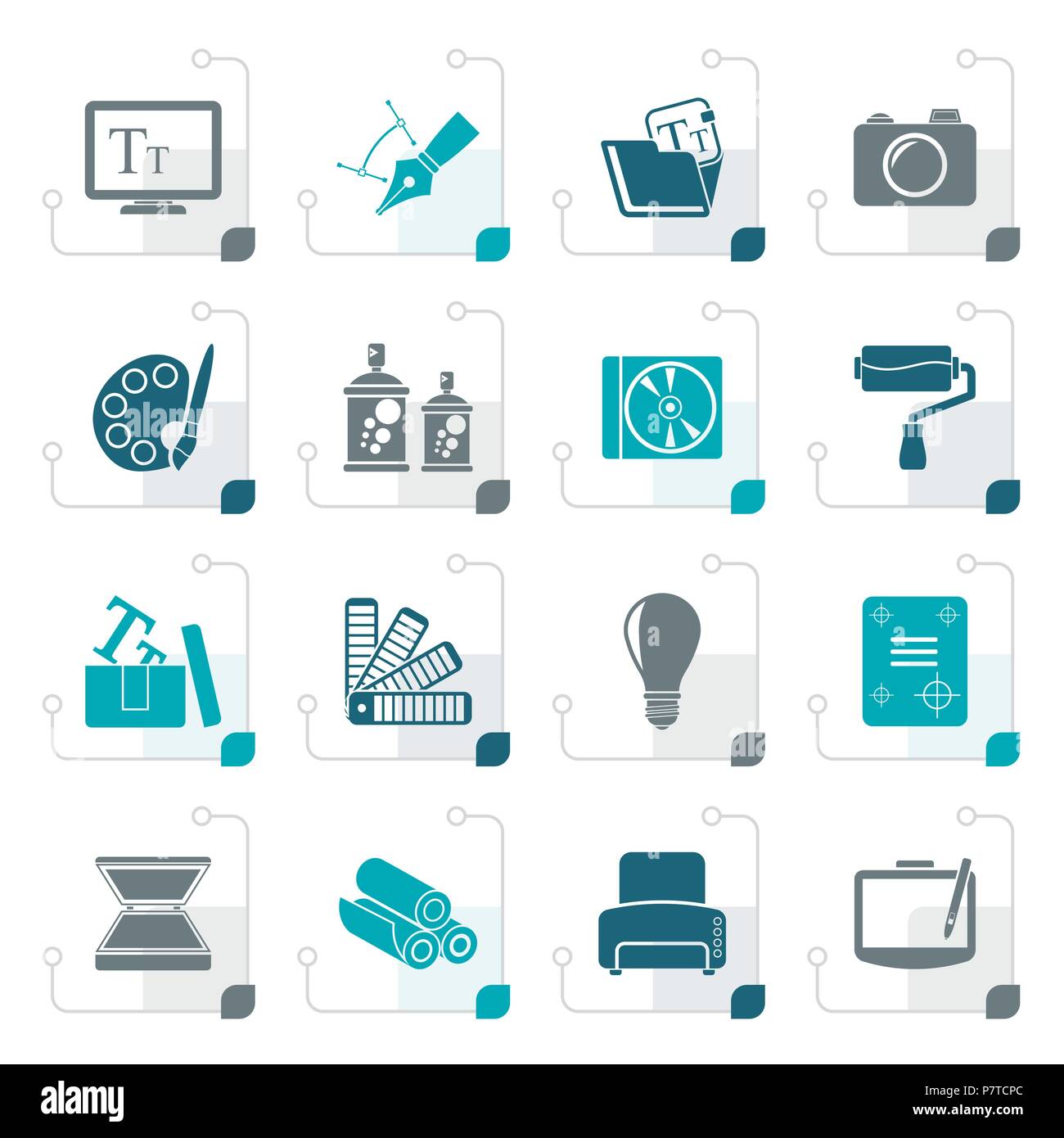 Stylized Graphic and website design icons - vector icon set Stock ...
