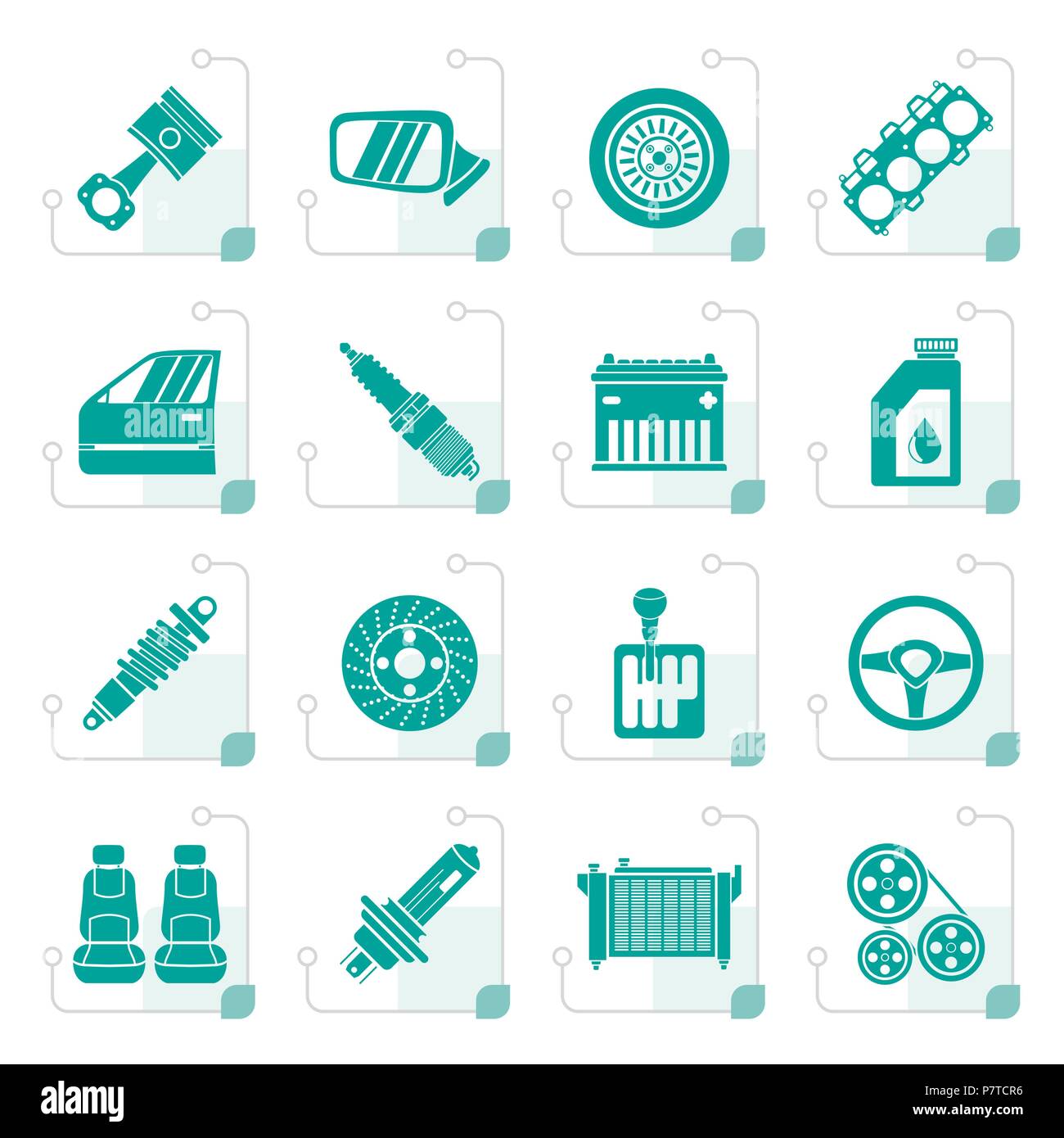 Stylized Detailed car parts icons - vector icon set Stock Vector Image ...