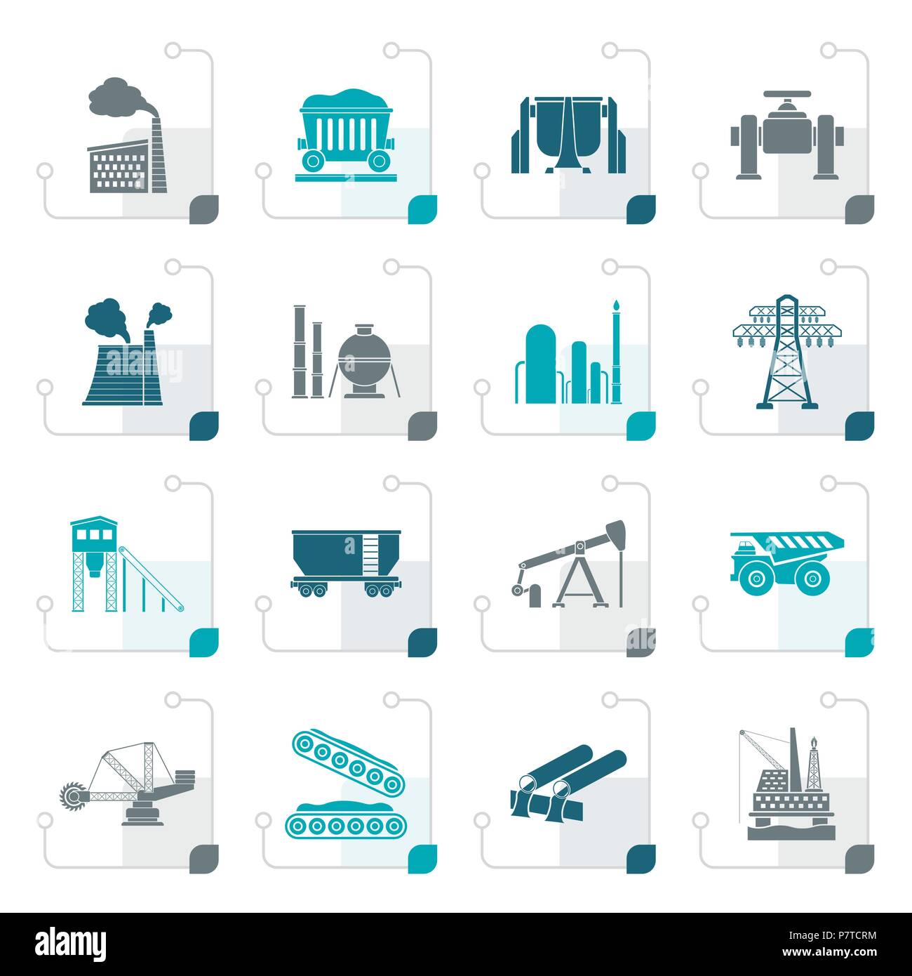Stylized Heavy industry icons - vector icon set Stock Vector Image ...