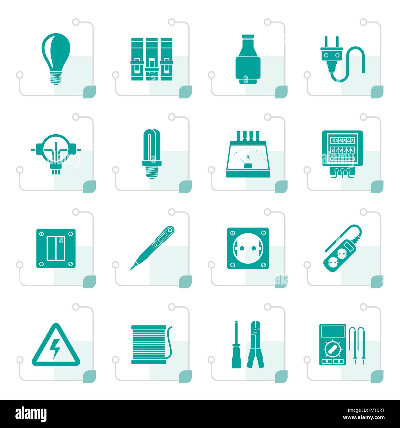 Stylized Electrical devices and equipment icons - vector icon set Stock ...