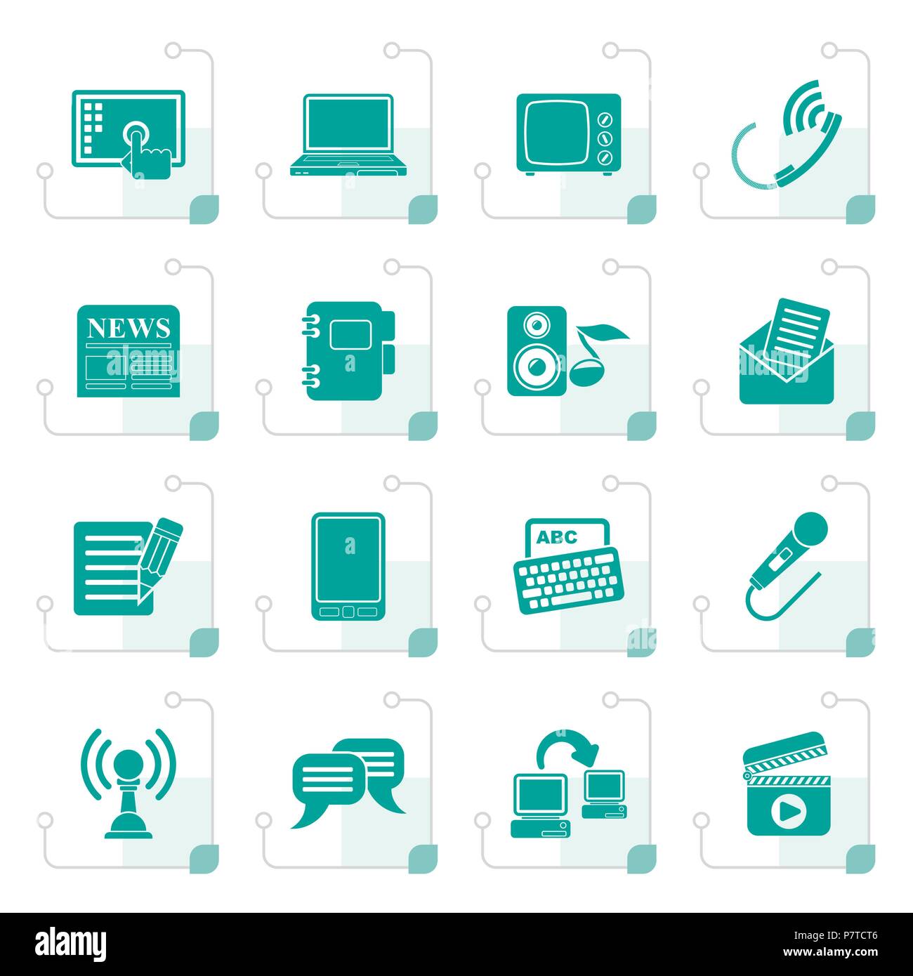 Stylized Communication and connection icons - vector icon set Stock ...