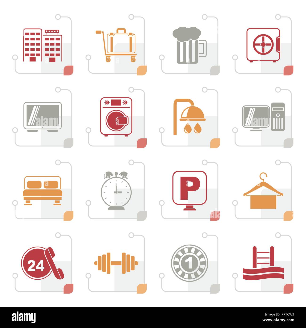 Stylized Hotel and motel icons - Vector icon Set Stock Vector Image ...