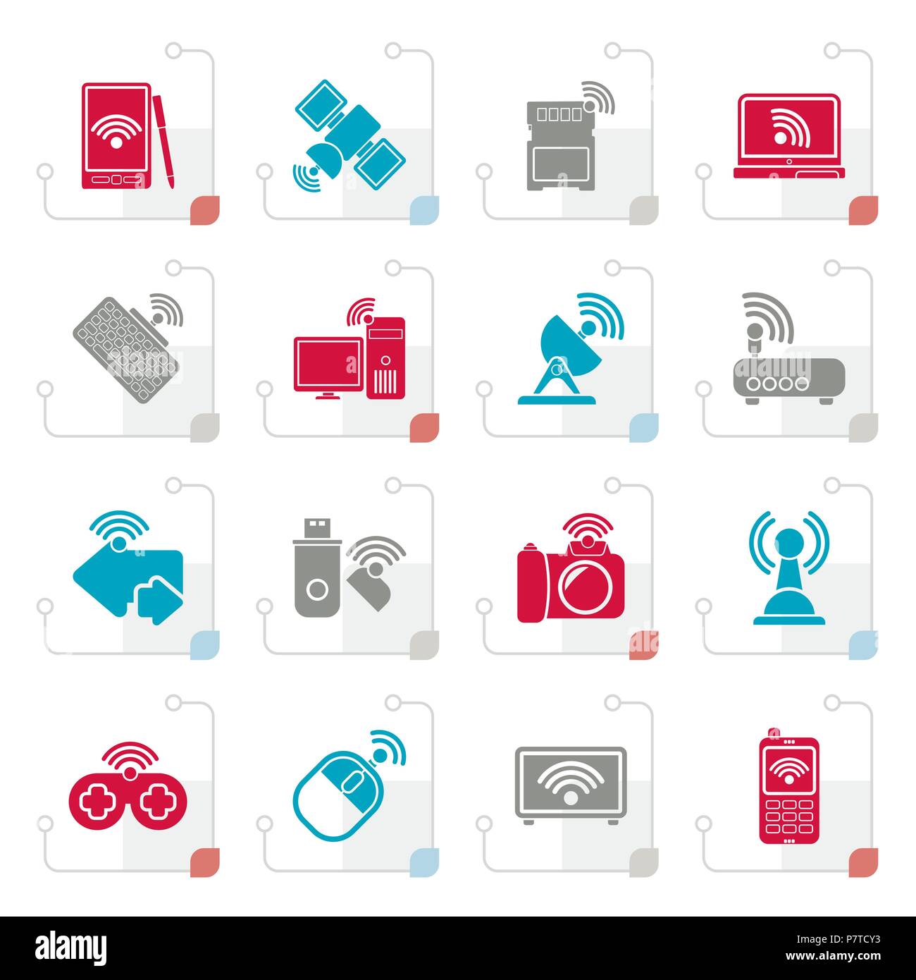 Stylized Wireless and communications icons - vector icon set Stock ...