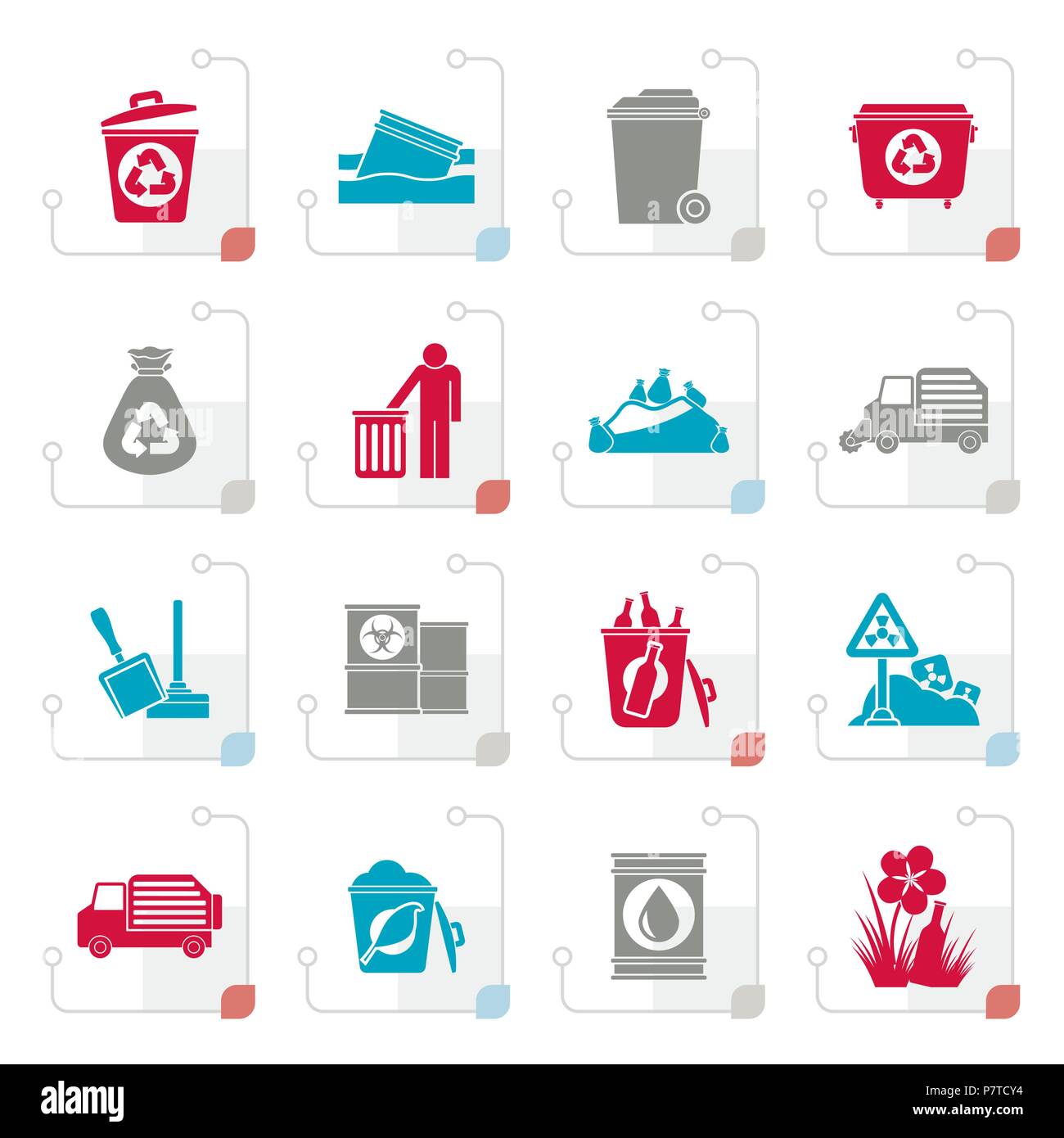 Stylized Garbage and rubbish icons - vector icon set Stock Vector Image ...