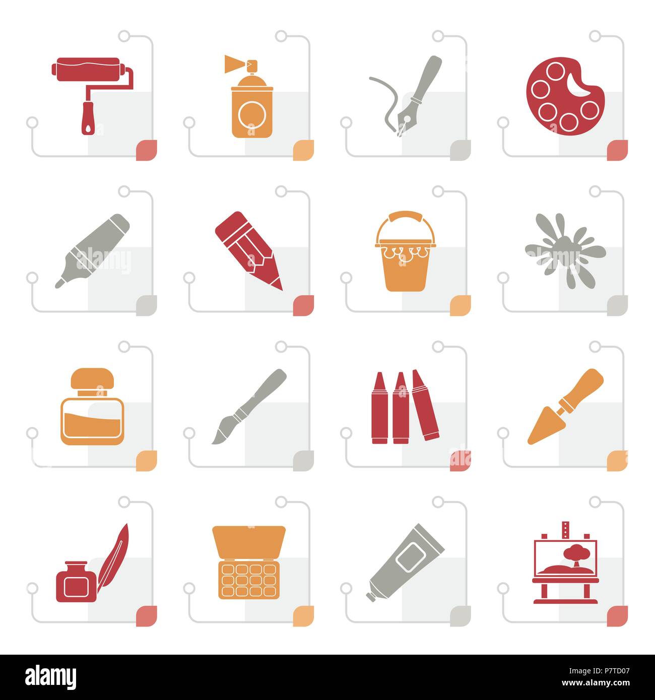 Stylized Painting and art object icons - vector icon set Stock Vector ...