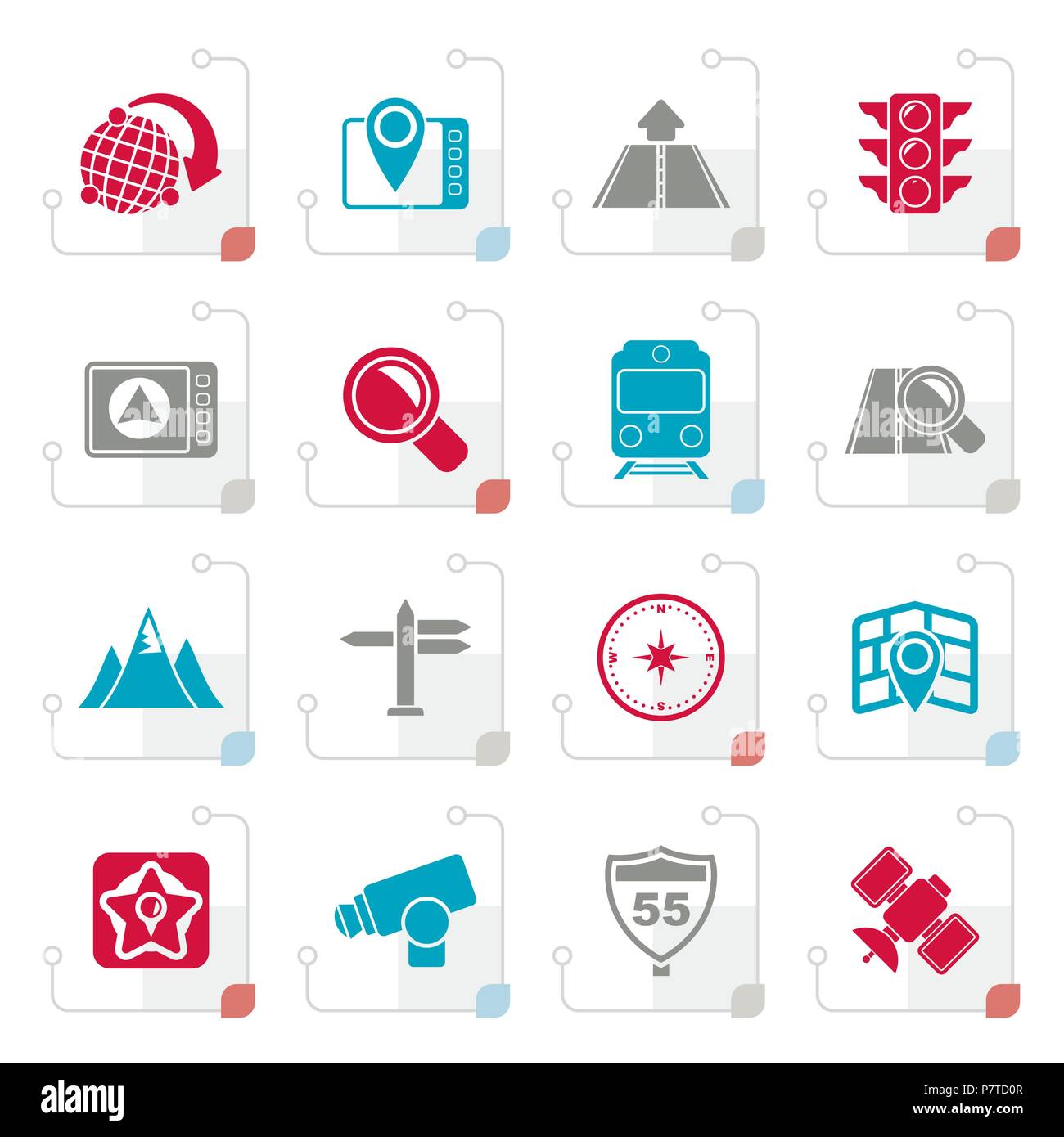 Stylized Map And Compass Cut Out Stock Images & Pictures - Alamy