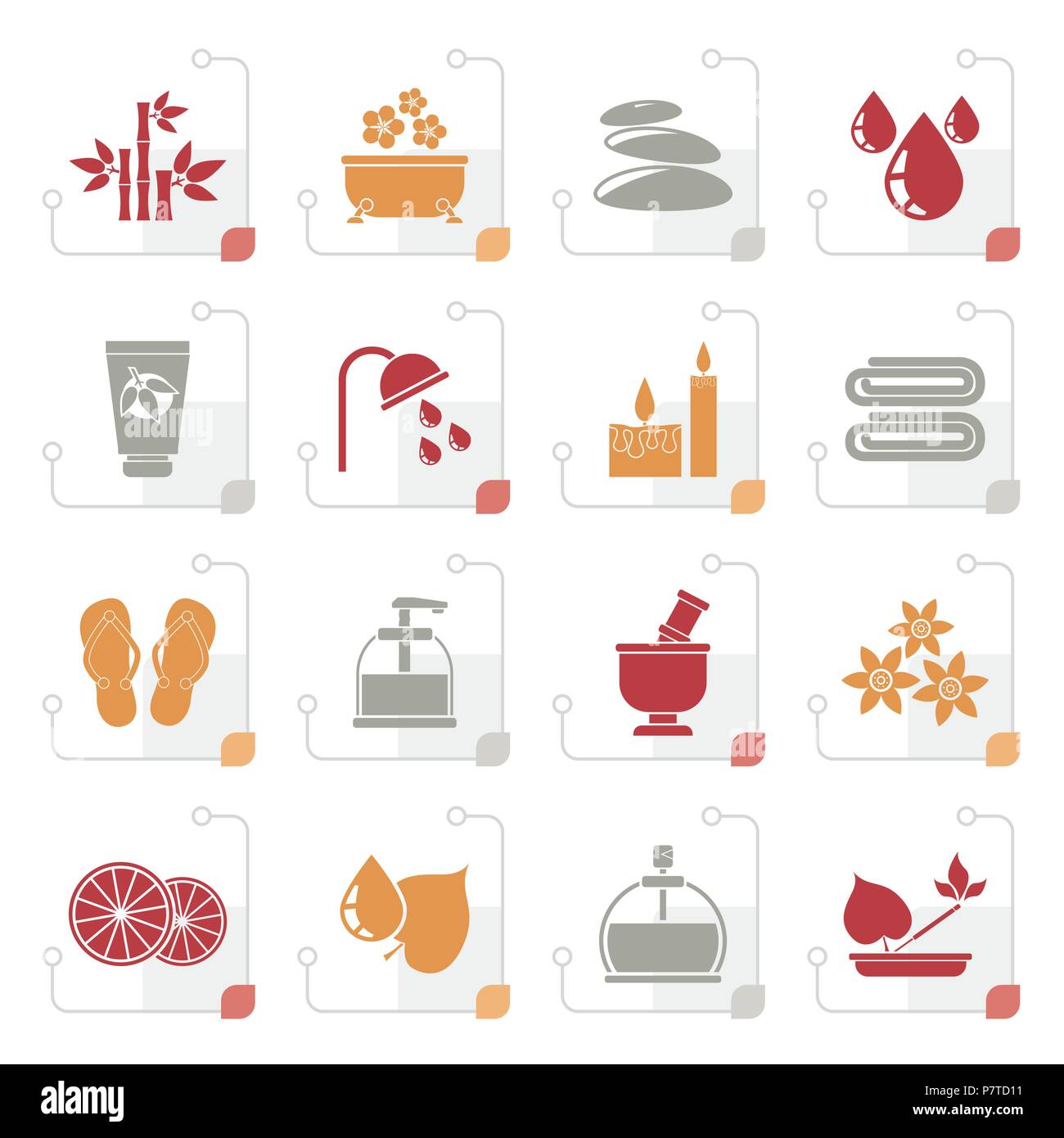 Stylized Spa and relax objects icons - vector icon set Stock Vector ...