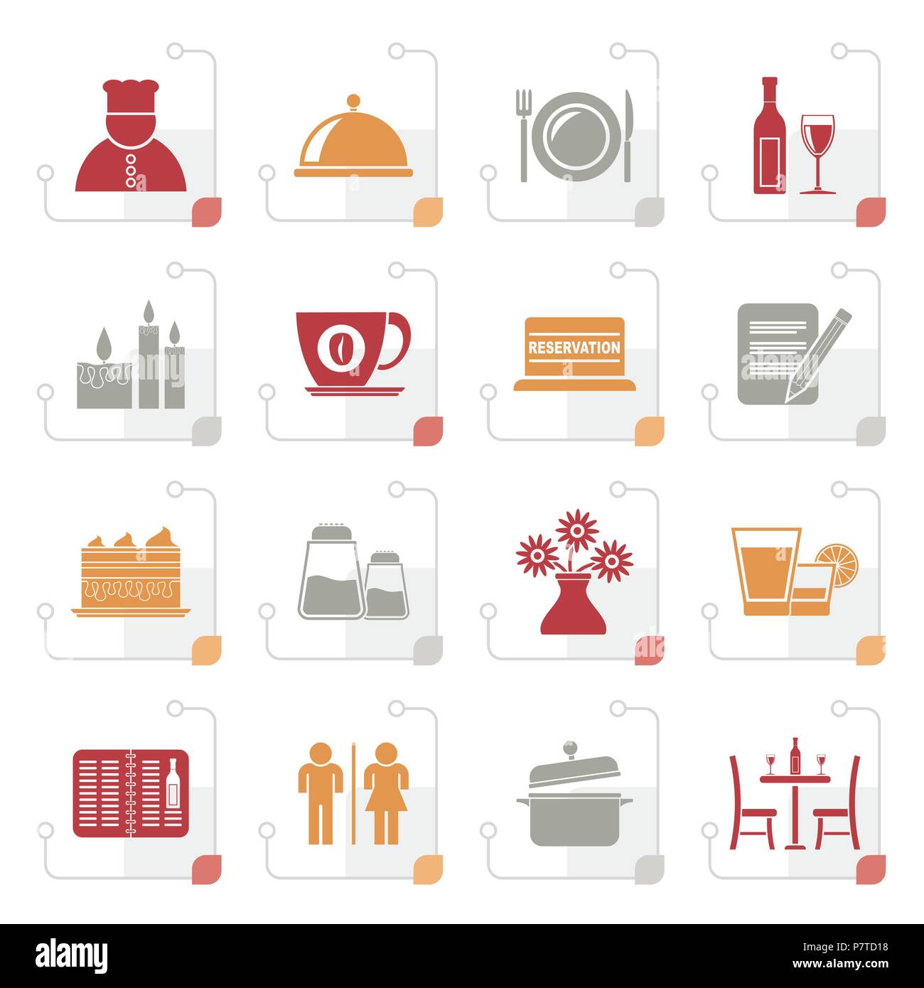 Stylized Restaurant, cafe and bar icons- vector icon set Stock Vector ...