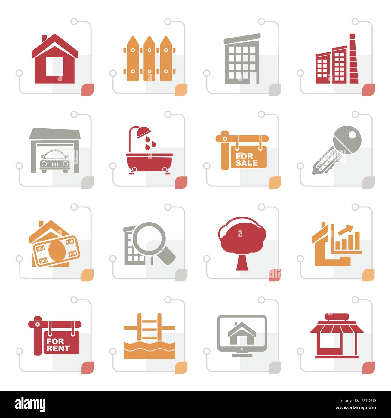 Stylized Real Estate Icons - Vector Icon Set Stock Vector Image & Art ...