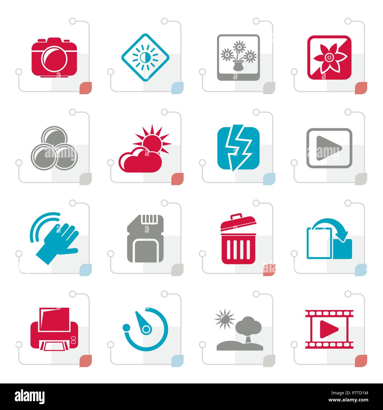 Stylized Photography and Camera Function Icons - vector icon set Stock ...