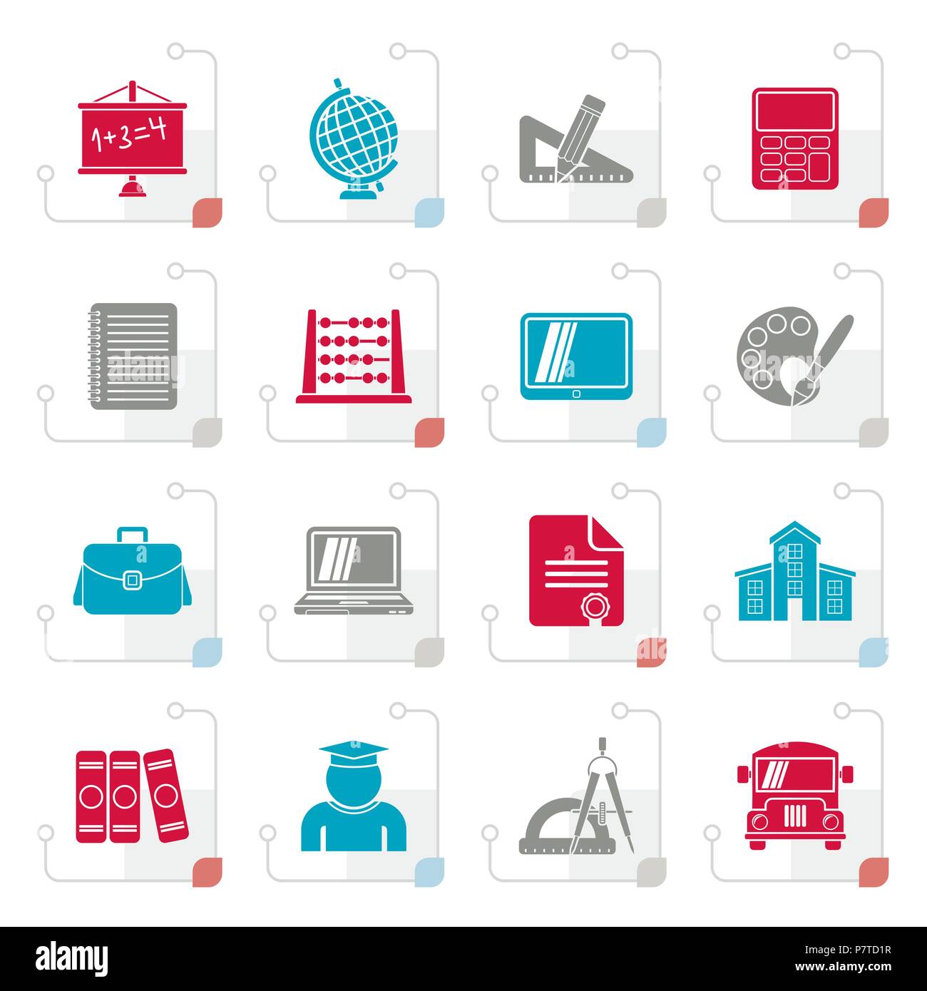 Stylized School and Education Icons -vector icon set Stock Vector Image ...