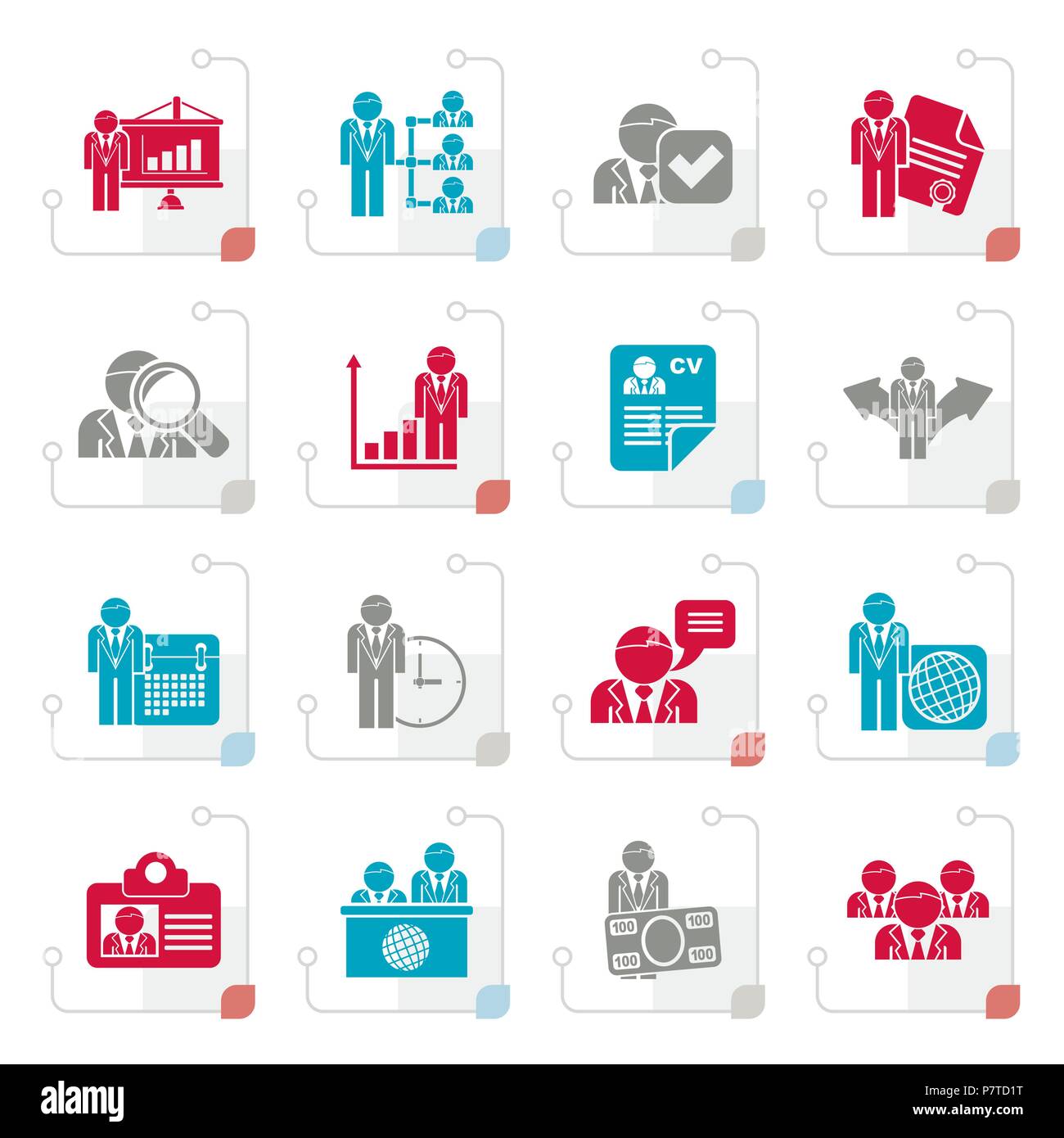 Stylized Human resource and employment icons -vector icon set Stock ...