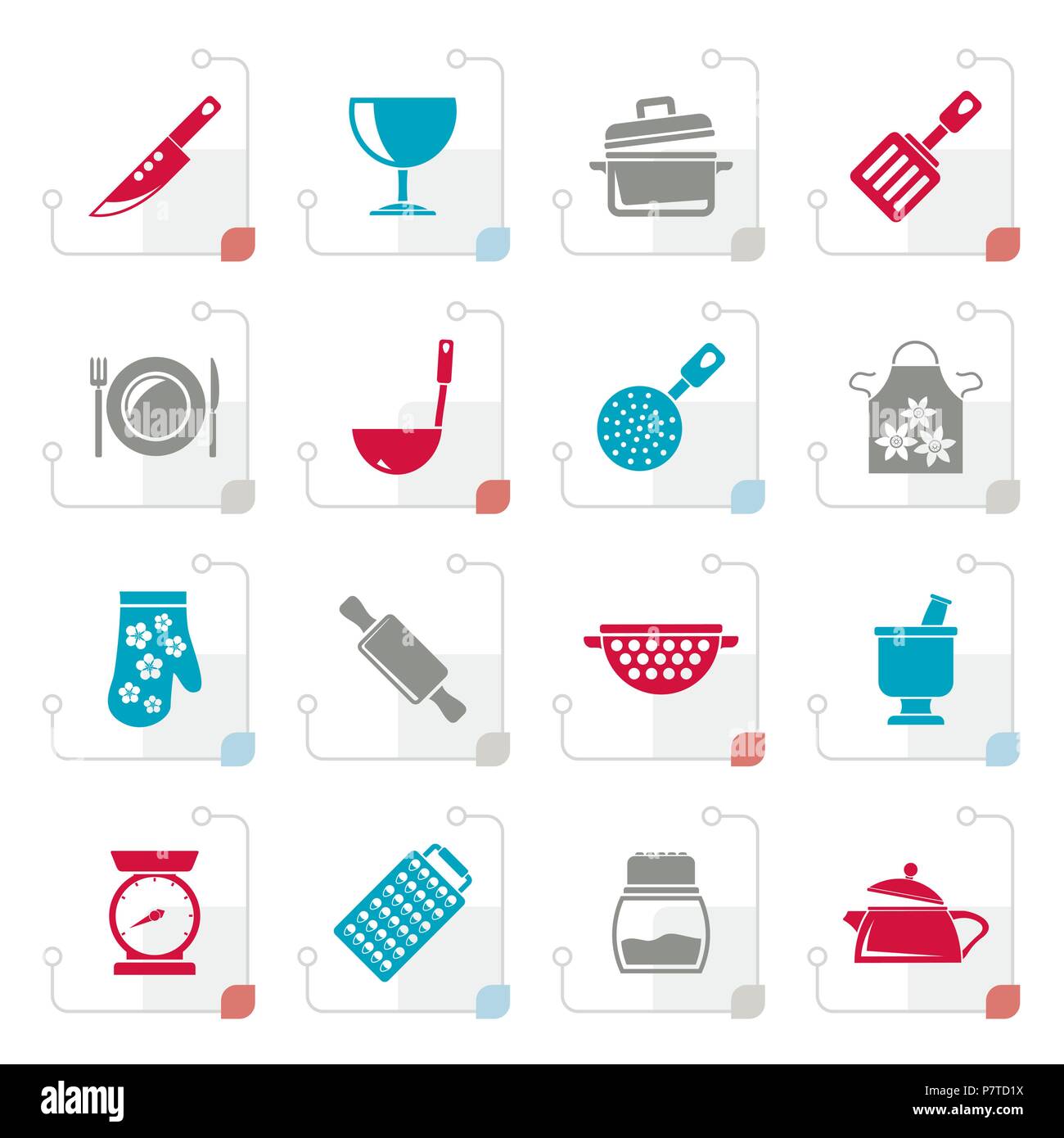 Stylized Cooking Equipment Icons - vector icon set Stock Vector Image ...