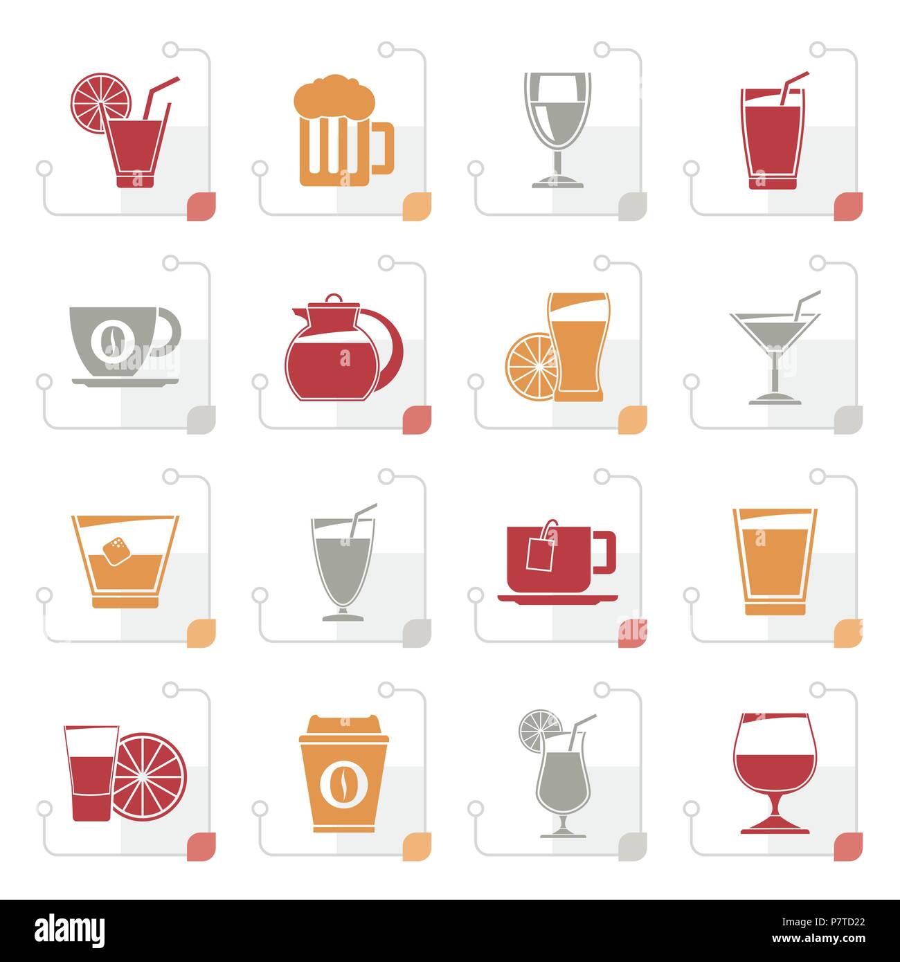 Stylized drinks and beverages icons - vector icon set Stock Vector ...