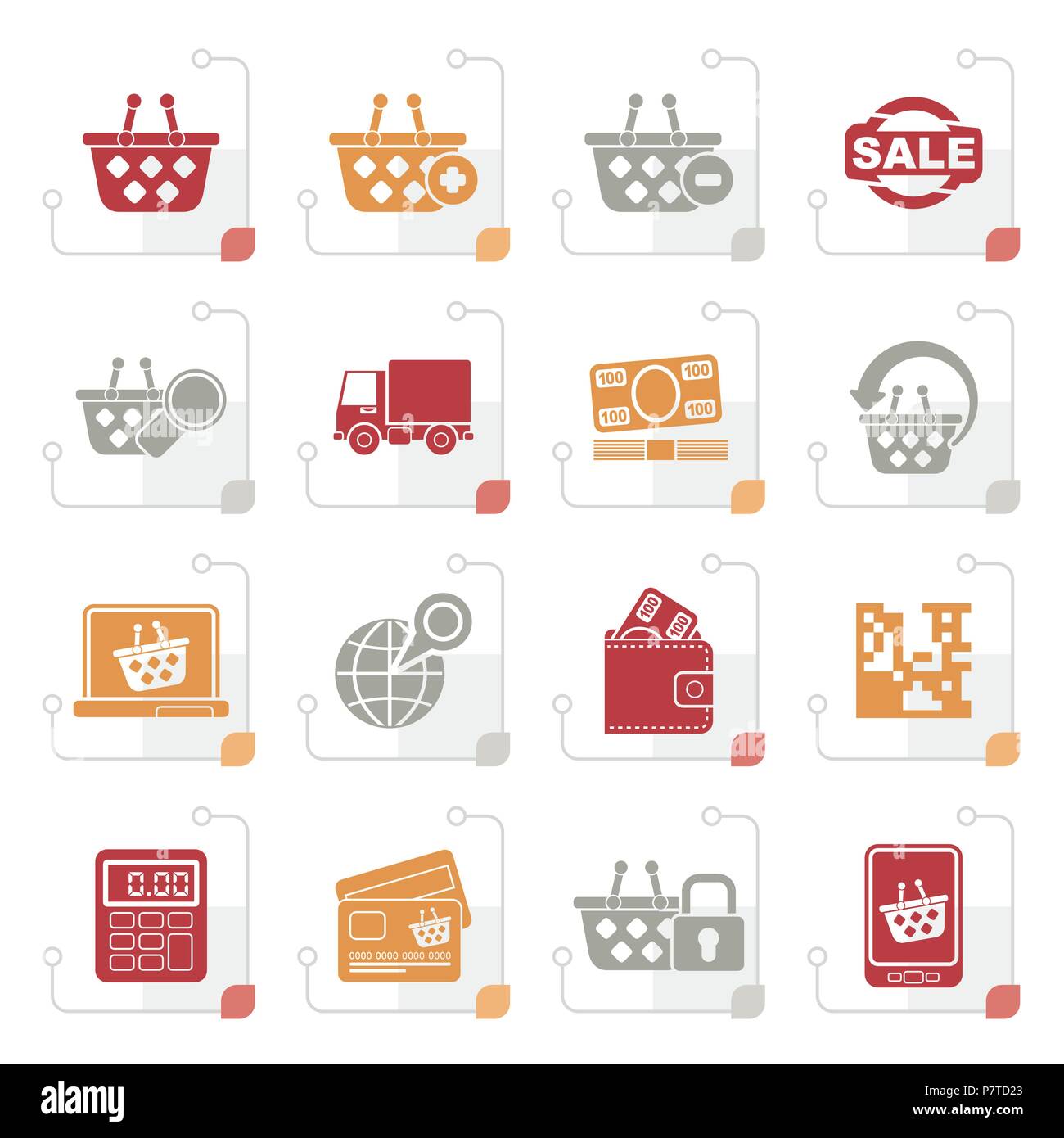 Stylized shopping and retail icons - vector icon set Stock Vector Image ...