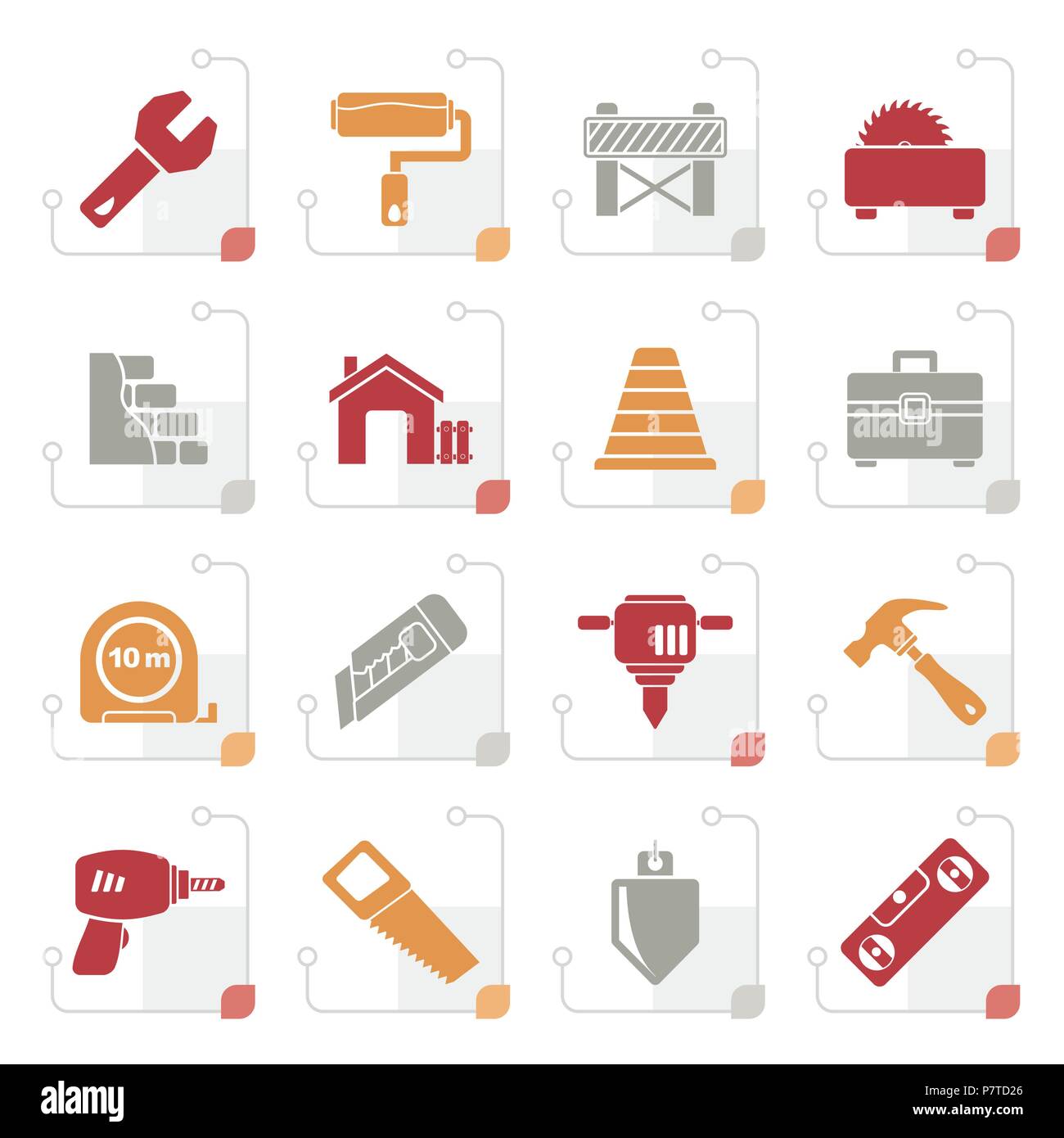 Stylized Building and construction icons - vector icon set Stock Vector ...