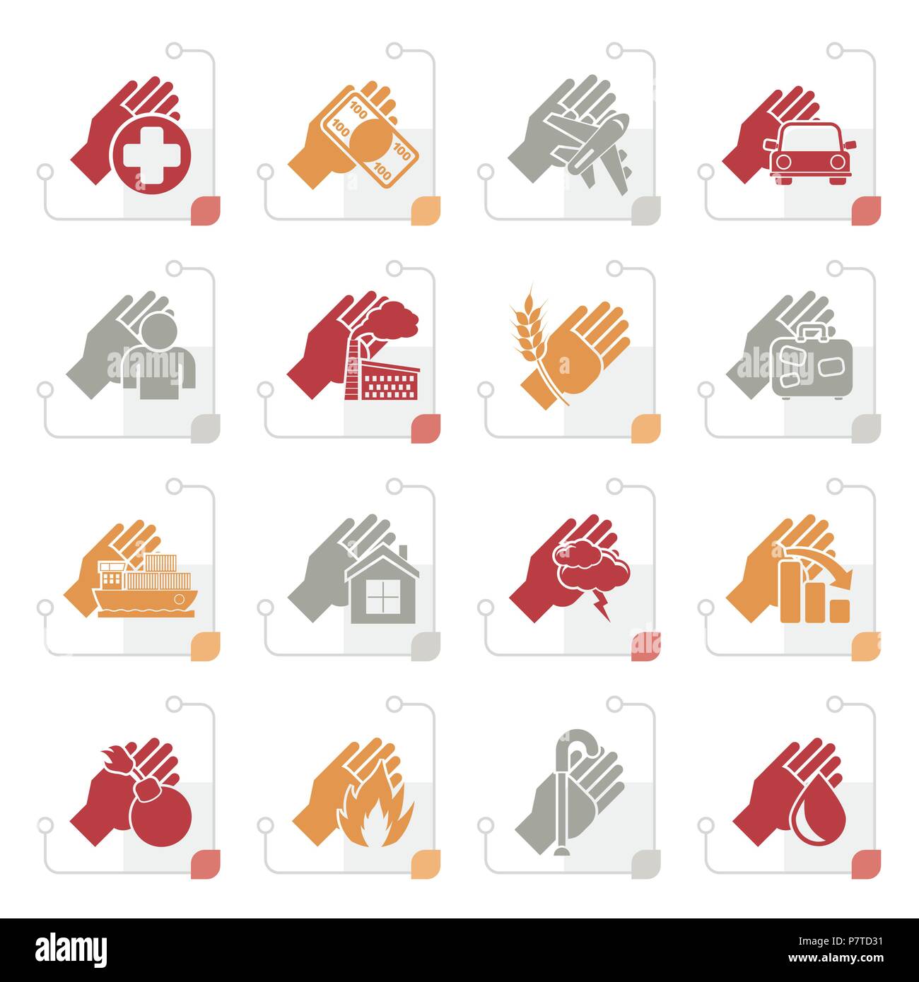 Stylized Insurance and risk icons - vector icon set Stock Vector Image ...