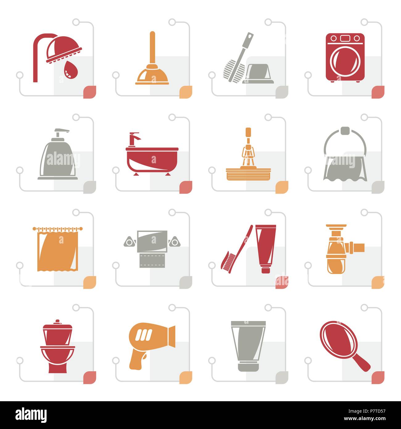 Stylized Bathroom and hygiene objects icons -vector icon set Stock ...