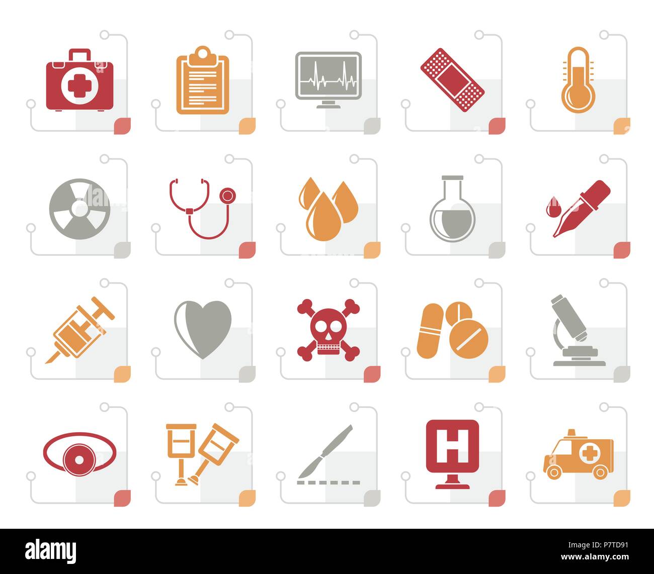 Stylized medical tools and health care equipment icons - vector icon ...