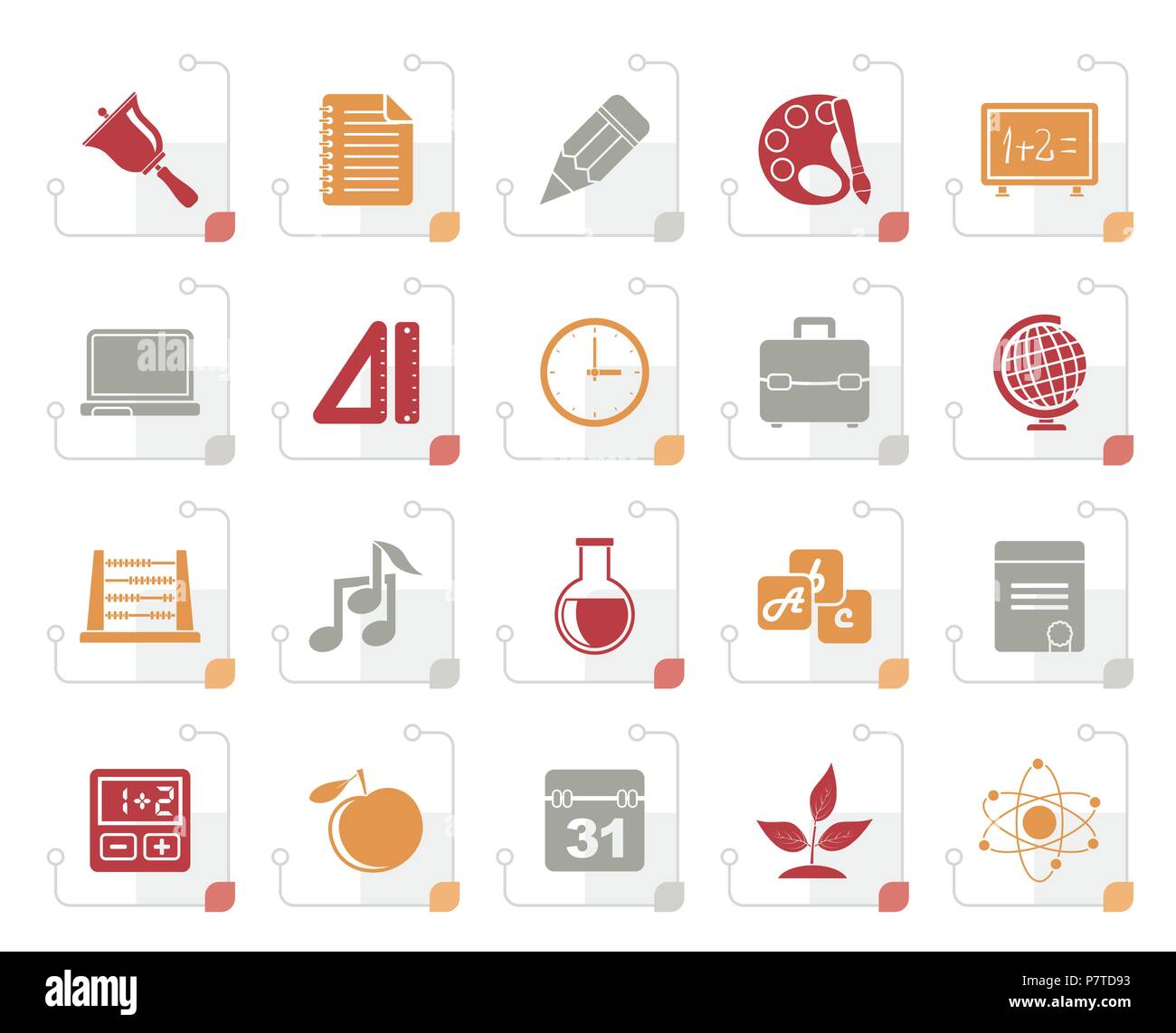 Stylized Education, science and studies icons - vector icon set Stock ...