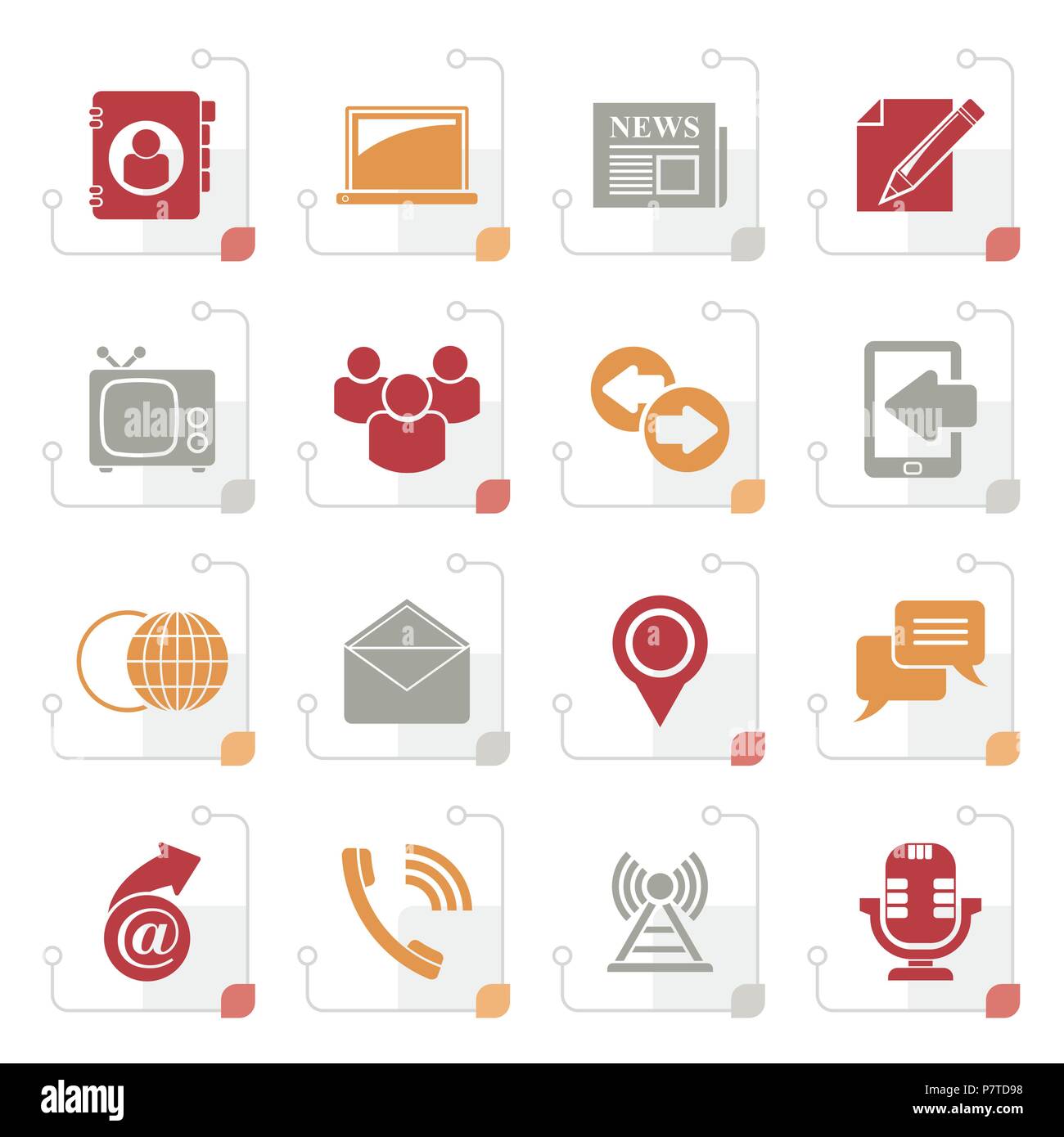 Stylized Media and communication icons - vector icon set Stock Vector ...